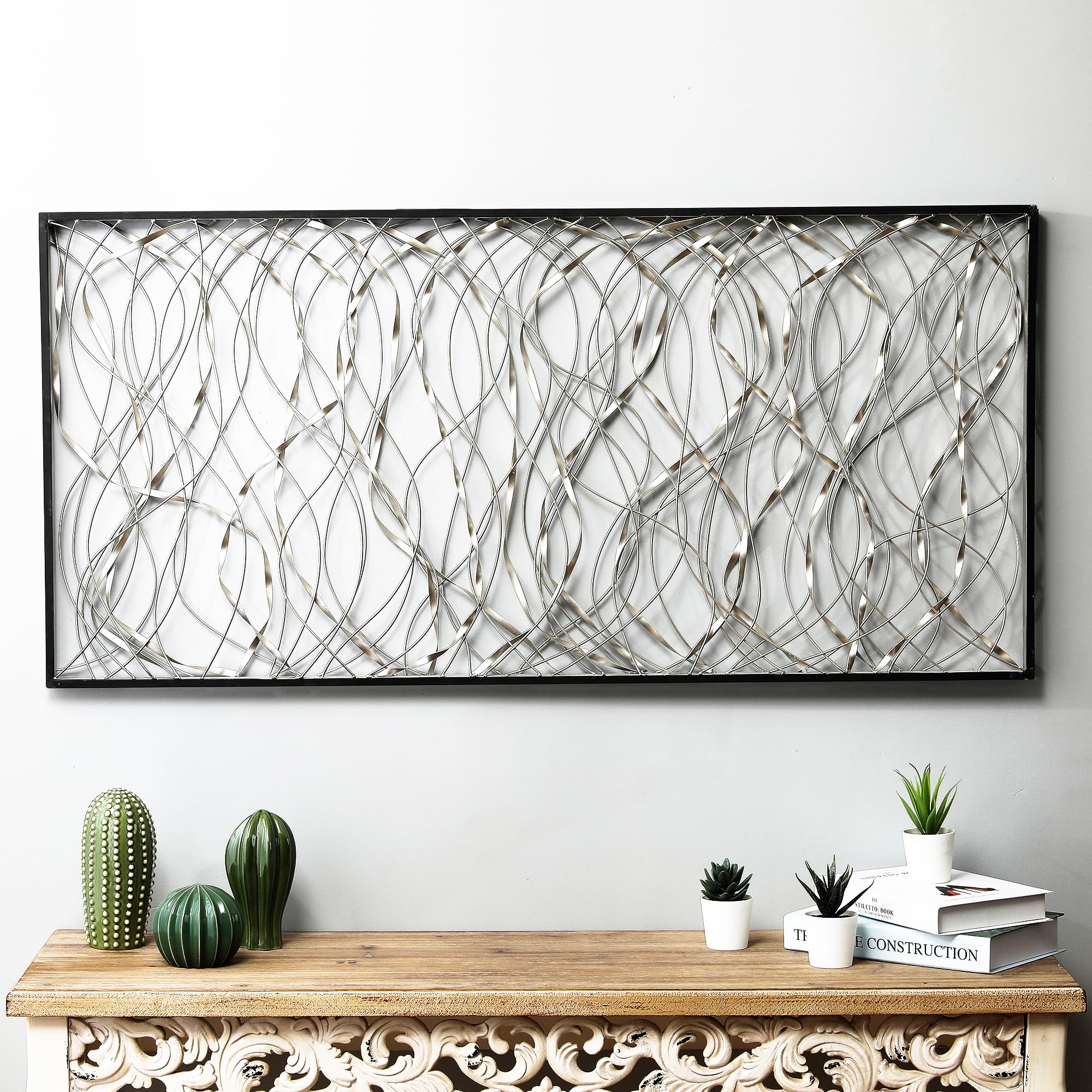 Amazon.com: LuxenHome Metal Wall Decor, Metal Infinity Rectangular Wall ...