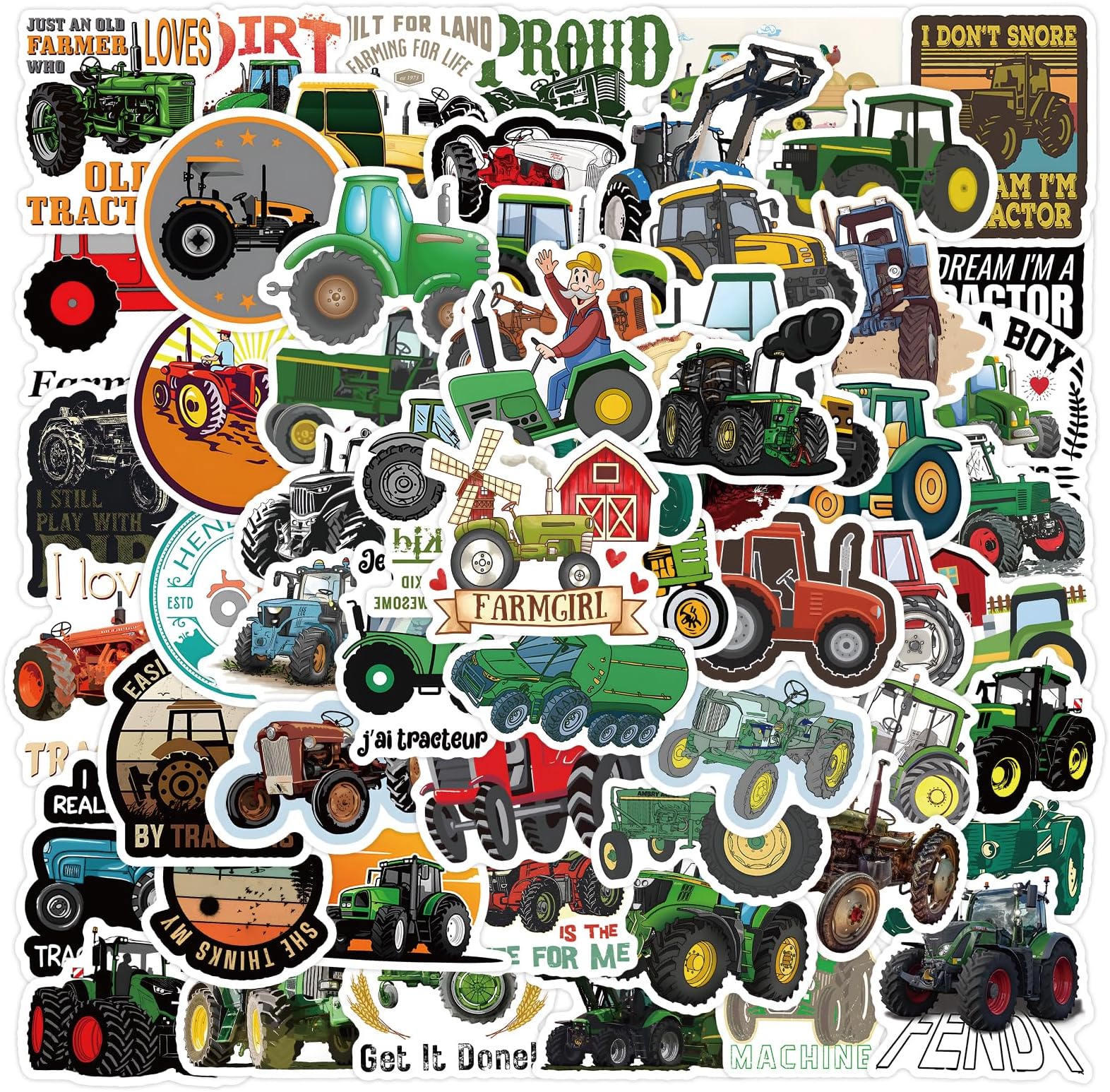 Amazon.com: Leisitator 60 PCS Tractor Stickers - Waterproof Vinyl ...