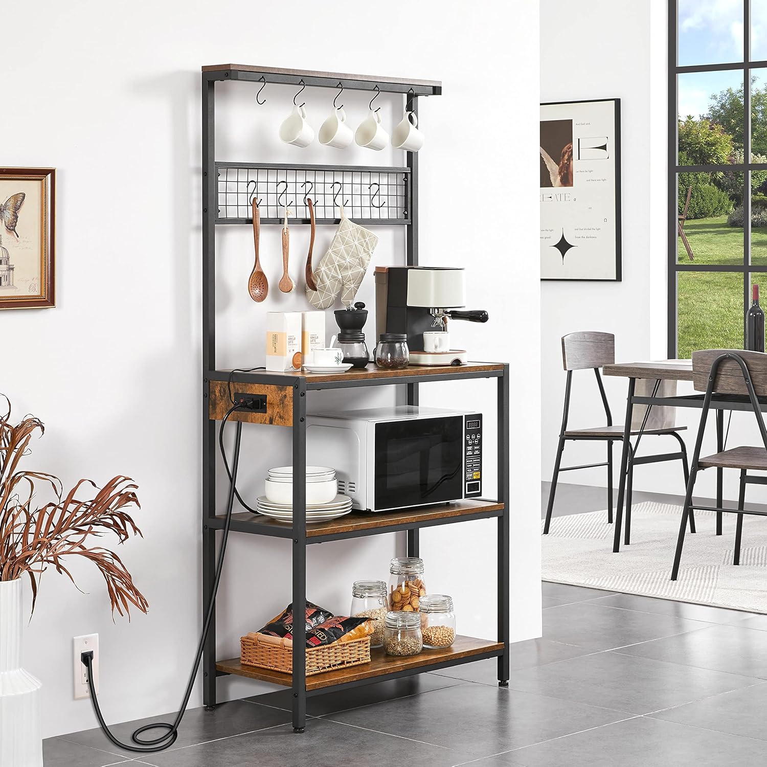 Amazon.com - Yaheetech Baker's Rack with Power Outlet, 4-Tier Coffee ...