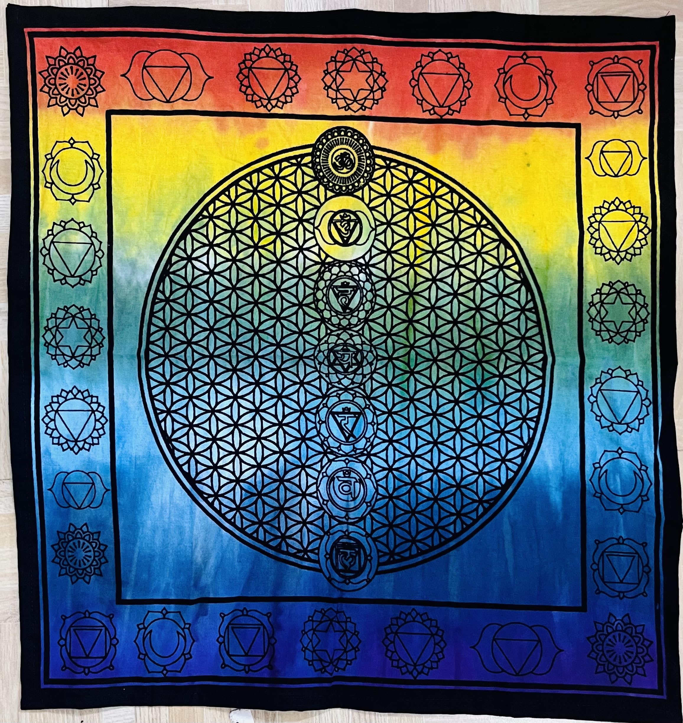 Amazon.com: Indian Consigners 7 Chakra Table Cloth Small Square Cotton ...