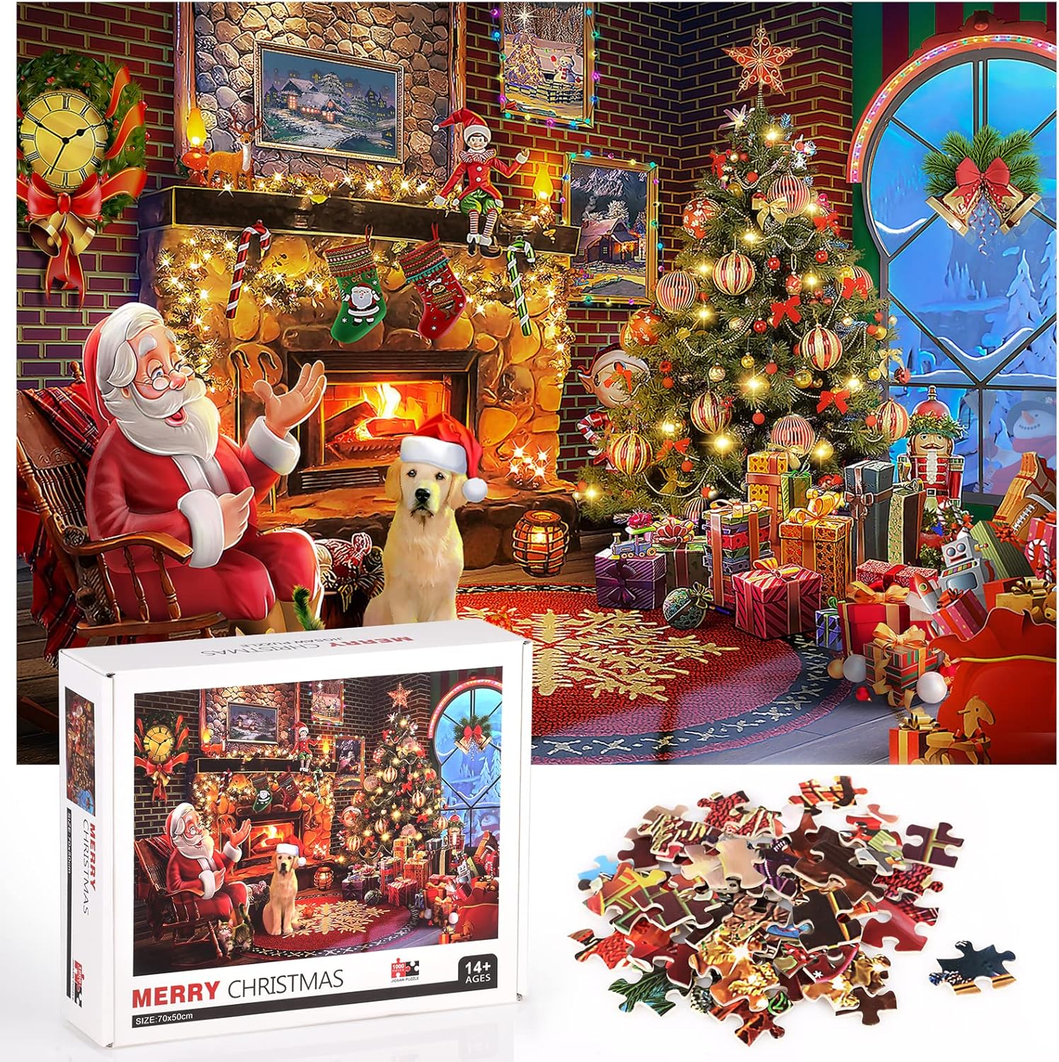 Amazon.com: Hooqict 1000 Pieces Christmas Jigsaw Puzzles for Adults and ...