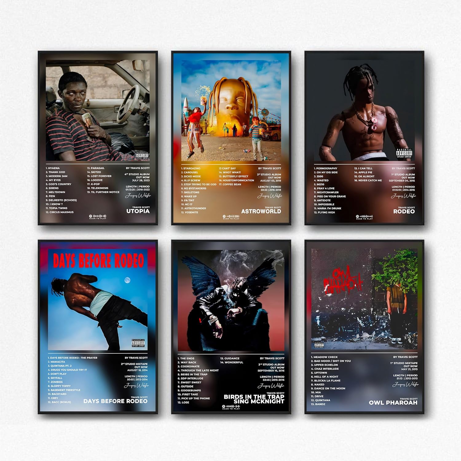 Amazon.com: XUPUE Travis Scott Posters Set Of 6 Utopia Rodeo Astroworld ...