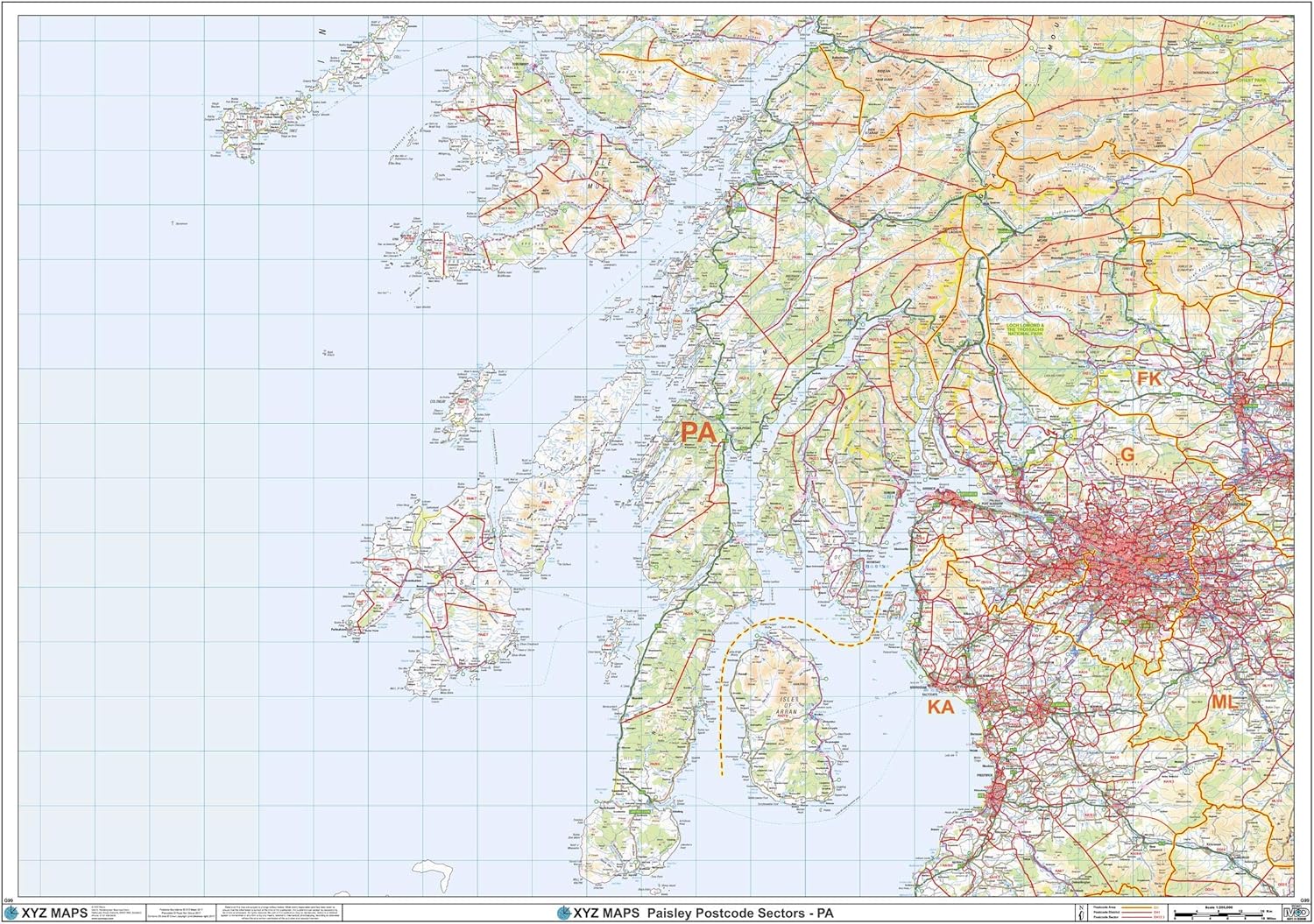 Amazon.com : Paisley - PA - Postcode Wall Map - 47" x 33.25" Laminated ...
