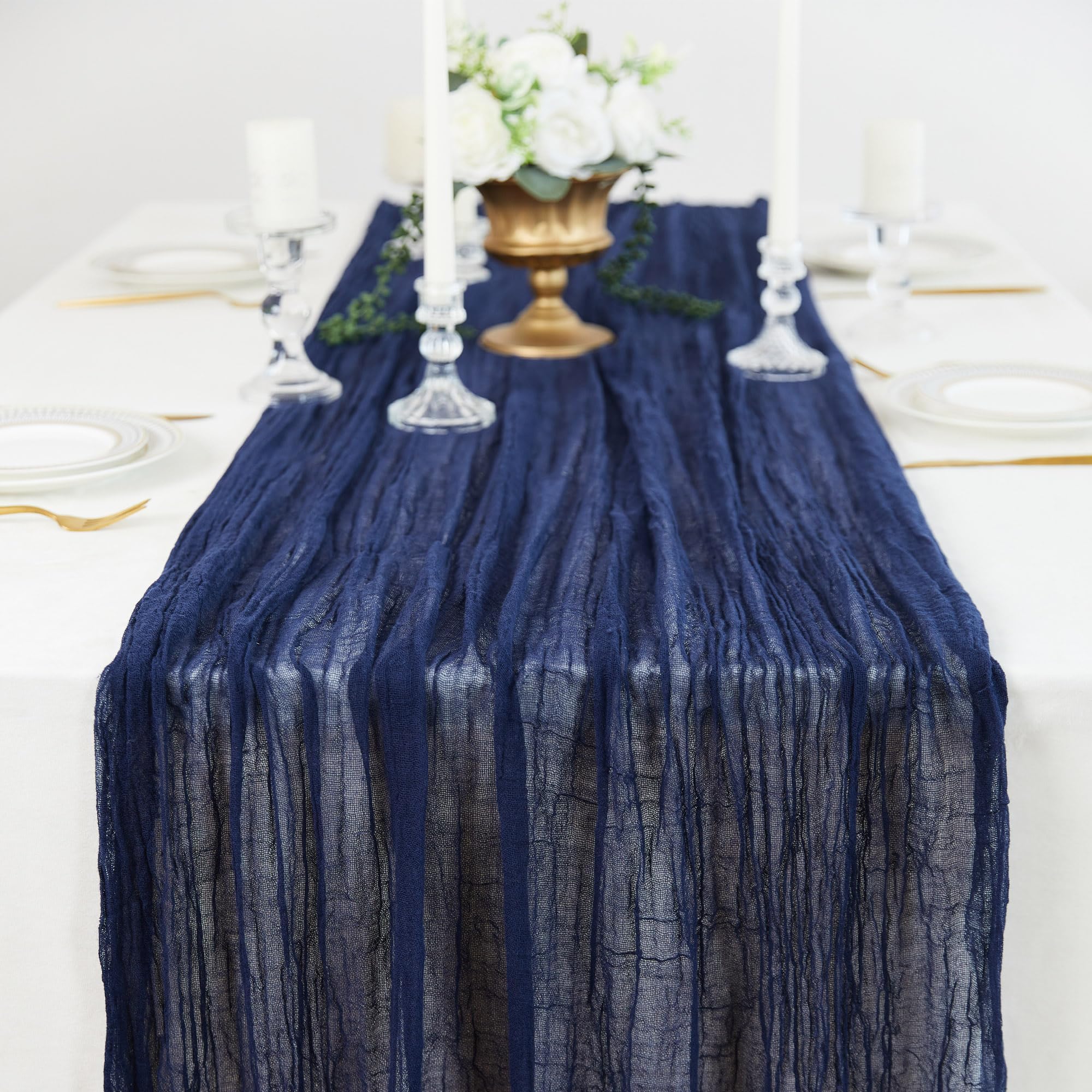 Snapklik.com : 10ft Navy Blue Cheesecloth Table Runner,35X120 Inches ...