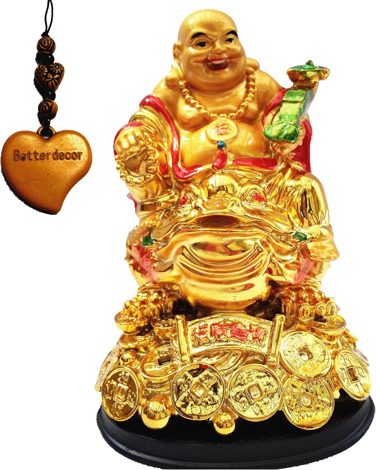 Amazon.com: Betterdecor Feng Shui Golden Lauging (Happy) Buddha on ...