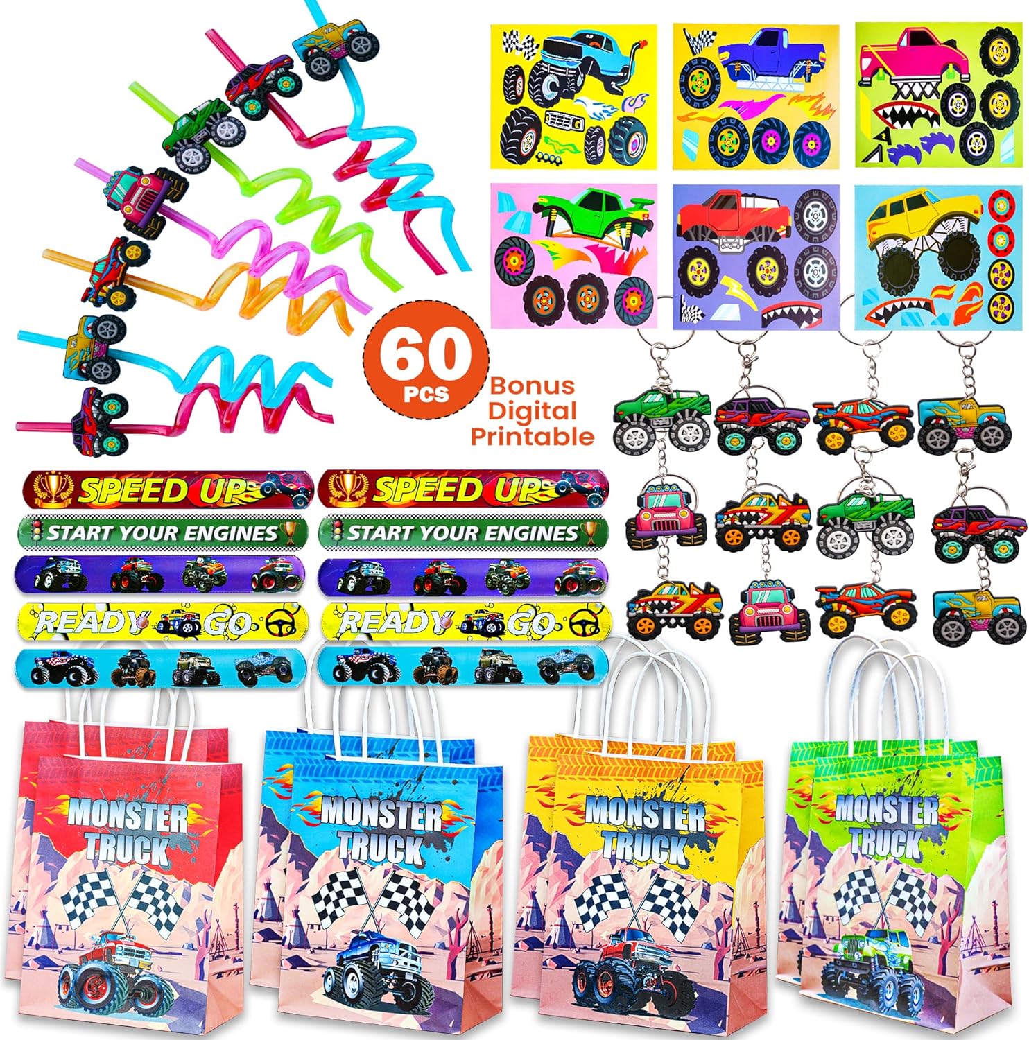 Amazon.com: Empire Party Supply 60 Pcs Monster Truck Party Favors - 12 ...