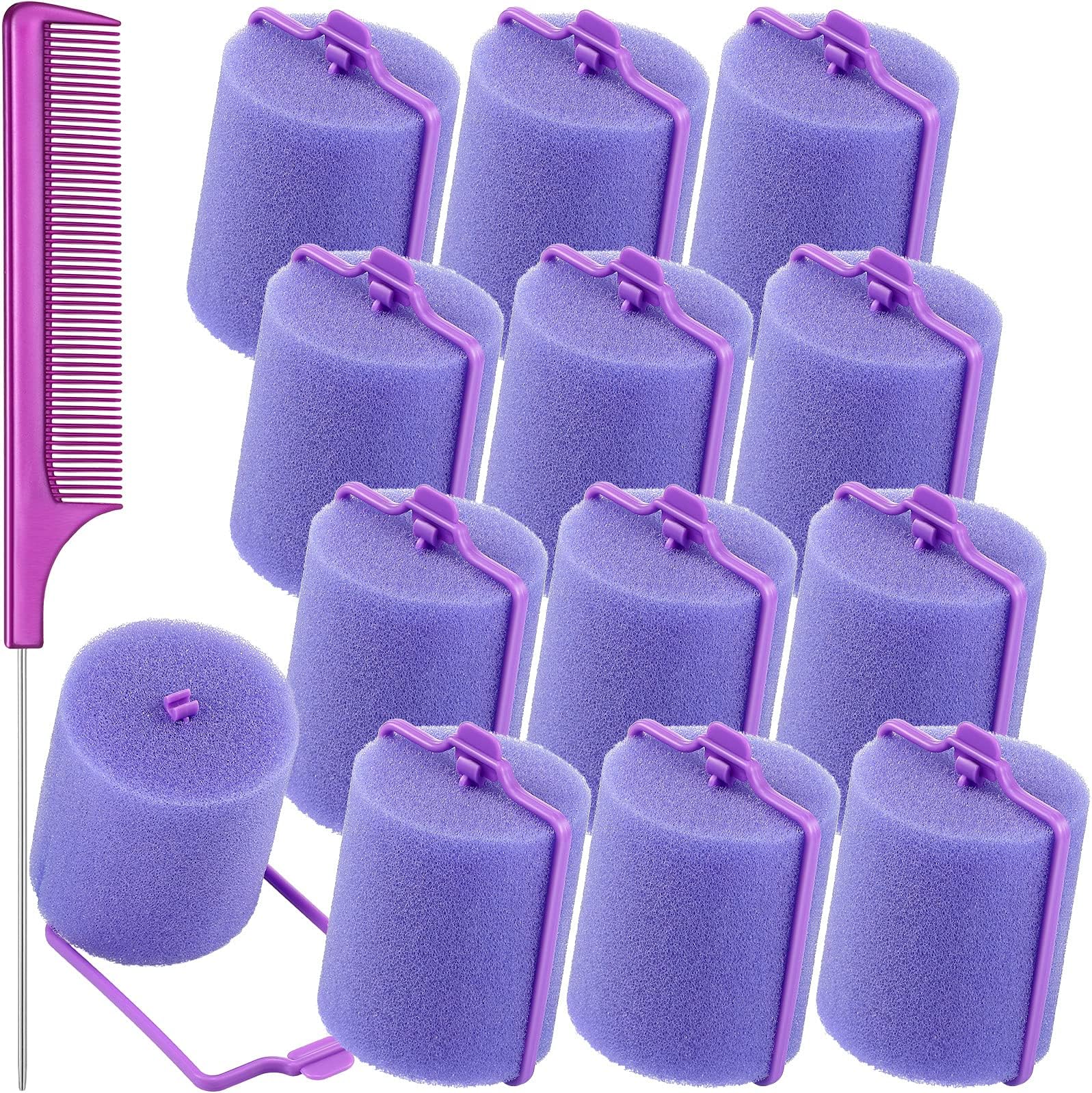 Amazon.com : Syhood 12 Pcs Jumbo Foam Sponge Hair Rollers 1.89 Inch ...