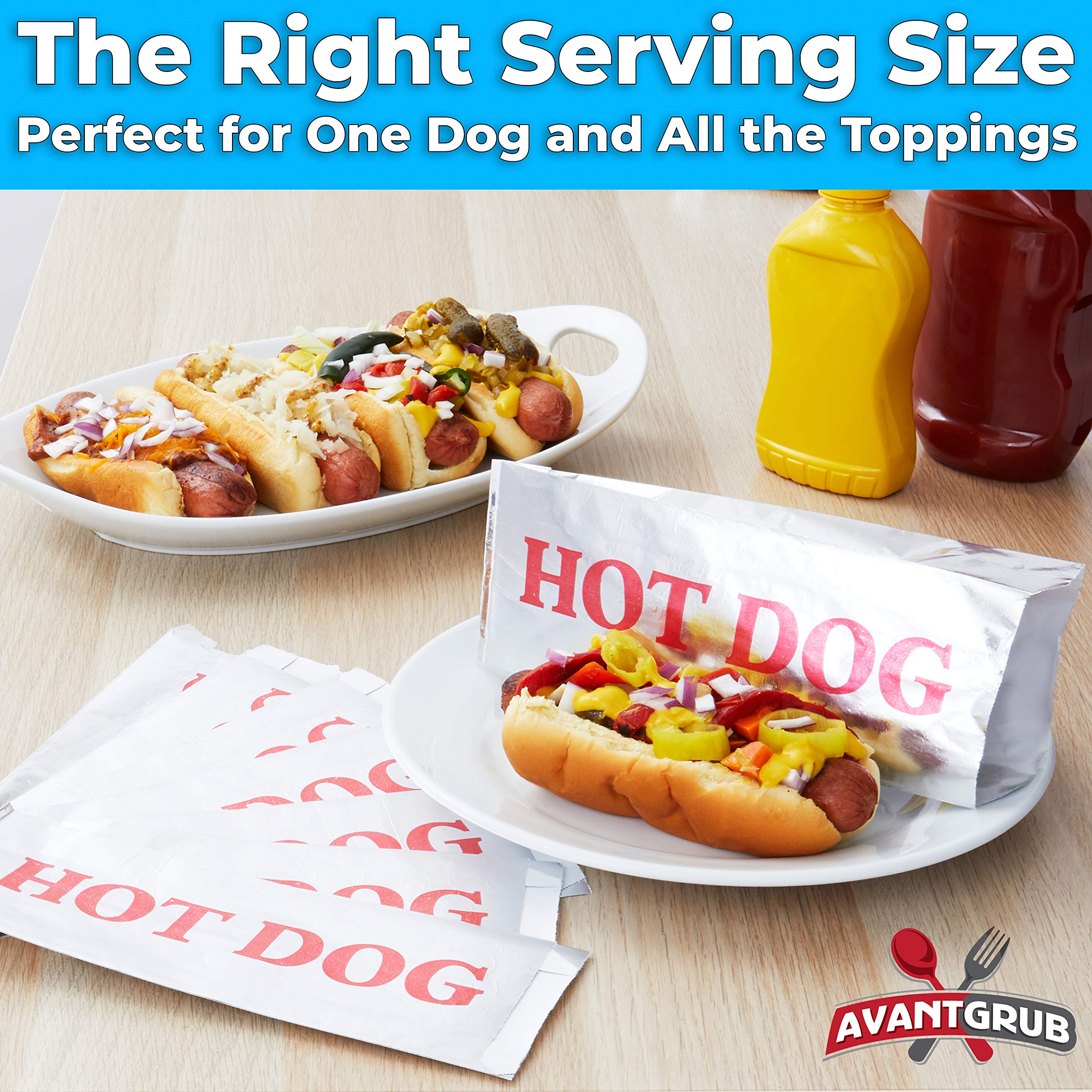 Grease-proof, Warming Foil Hotdog Wrapper Bags 200pk. Classic HotDog ...