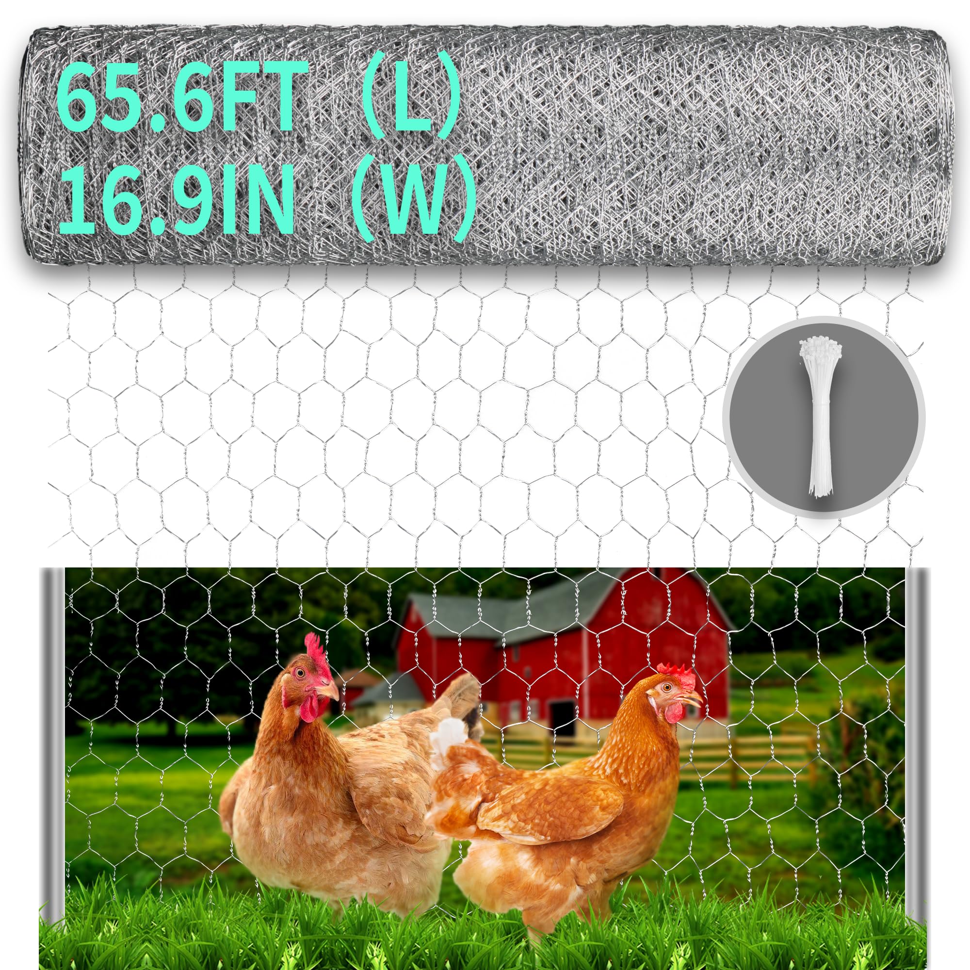 Amazon.com : Sumloty Chicken Wire, 16.9in x 65.6ft Poultry Netting for ...