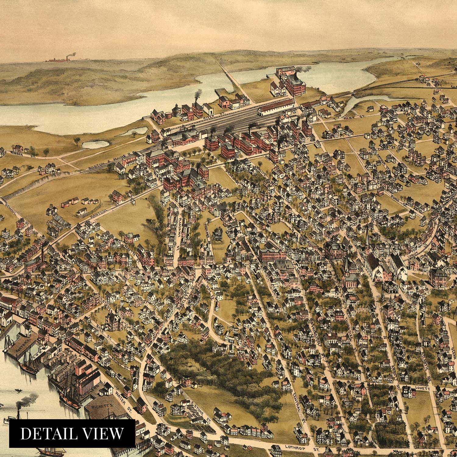 Snapklik.com : Vintage 1886 Beverly Massachusetts Map - 24x36 Inch Old ...