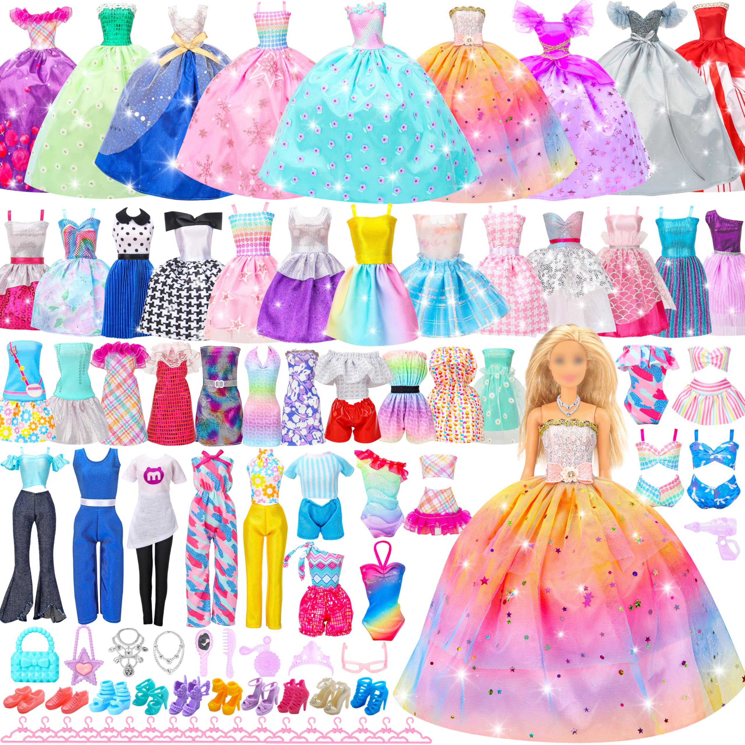 Amazon.com: Style Shine 52 Pcs Doll Clothes and Accessories,2 Wedding ...