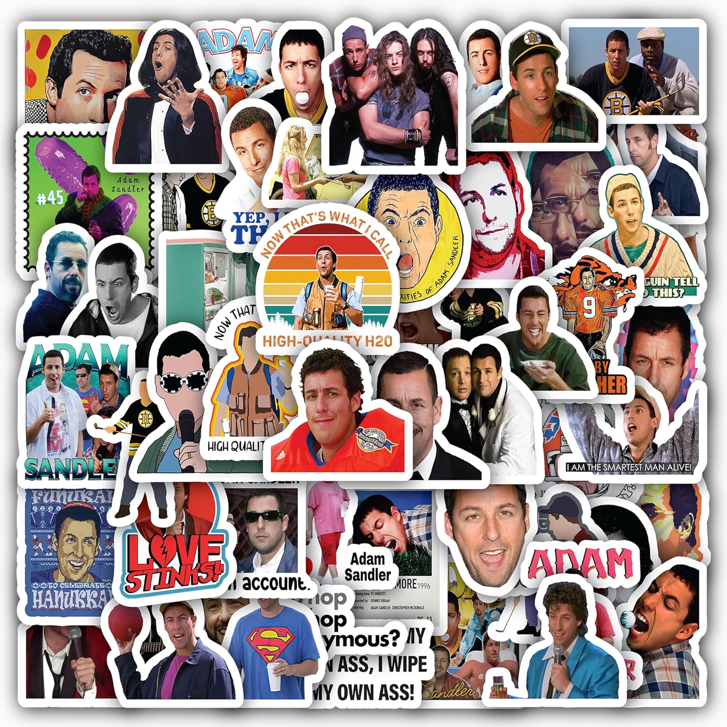 Amazon.com: 60 pcs Stickers Adam Decals Sandler Vinyl Waterproof for ...