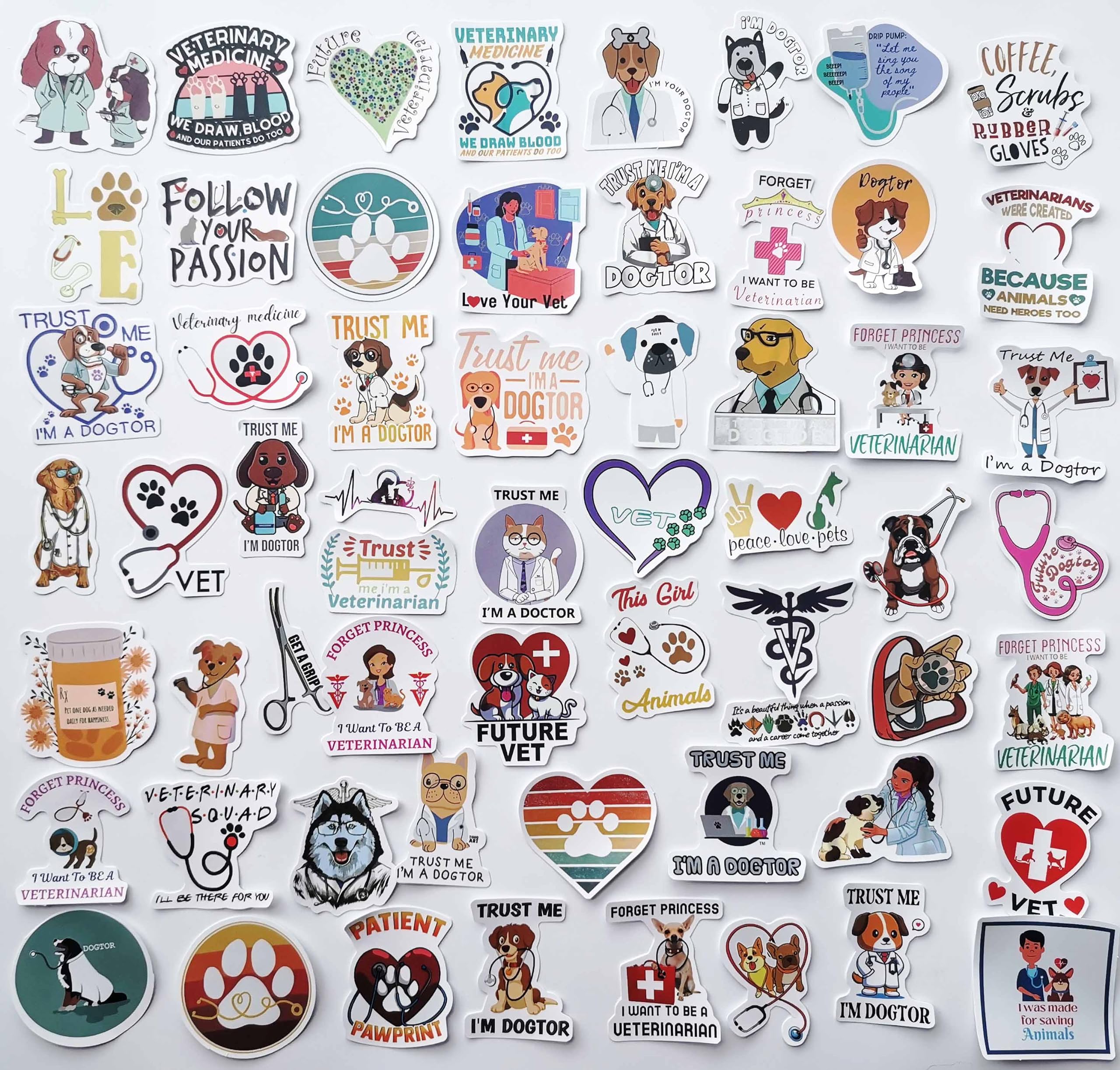 Amazon.com - Funny Veterinary Stickers Vet Tech Decals Dog Doctor Pets ...