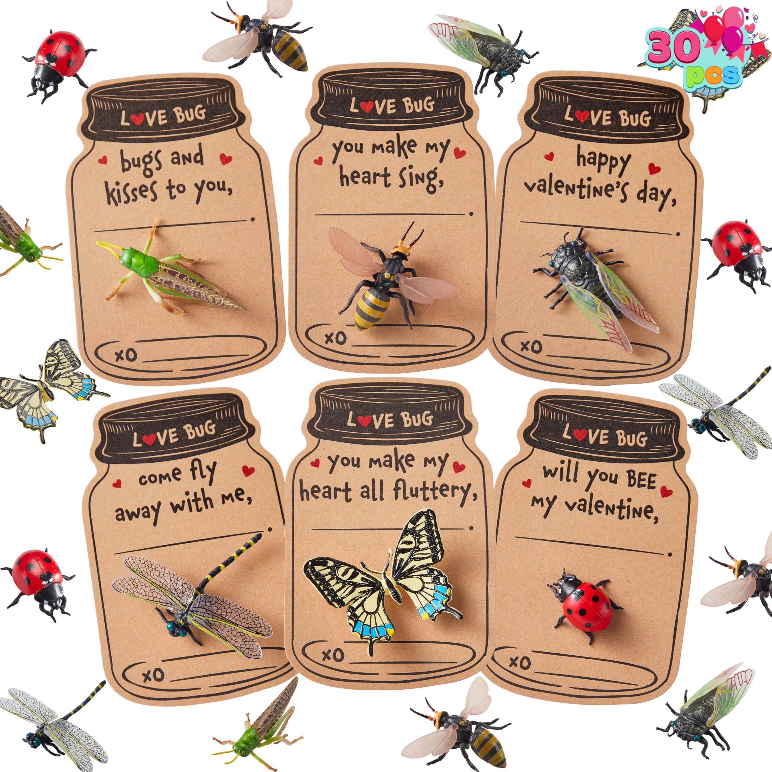 Amazon.com: JOYIN 30 Pcs Valentines Day Gift Cards Realistic Bug Toy ...
