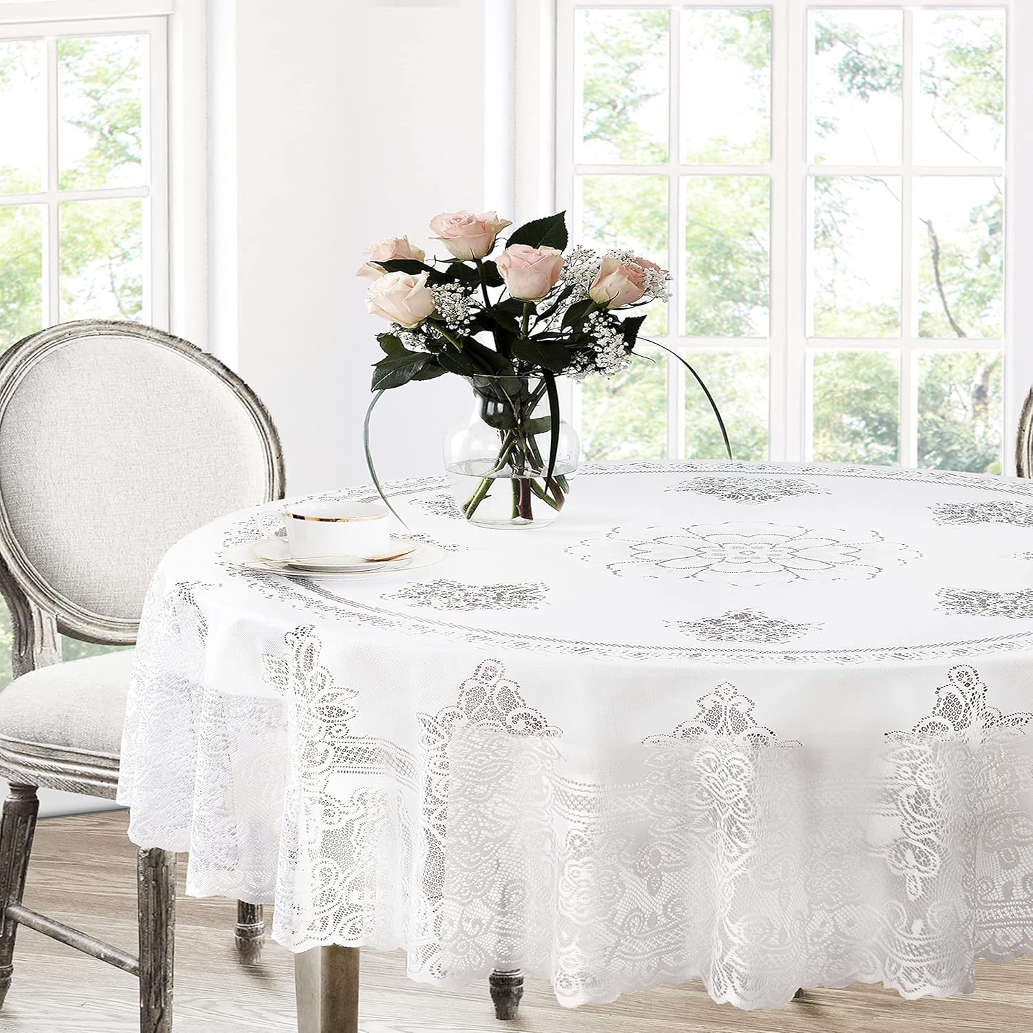 Amazon.com: Newbridge Holiday Allison Oval Lace Tablecloth, 60 x 102 ...