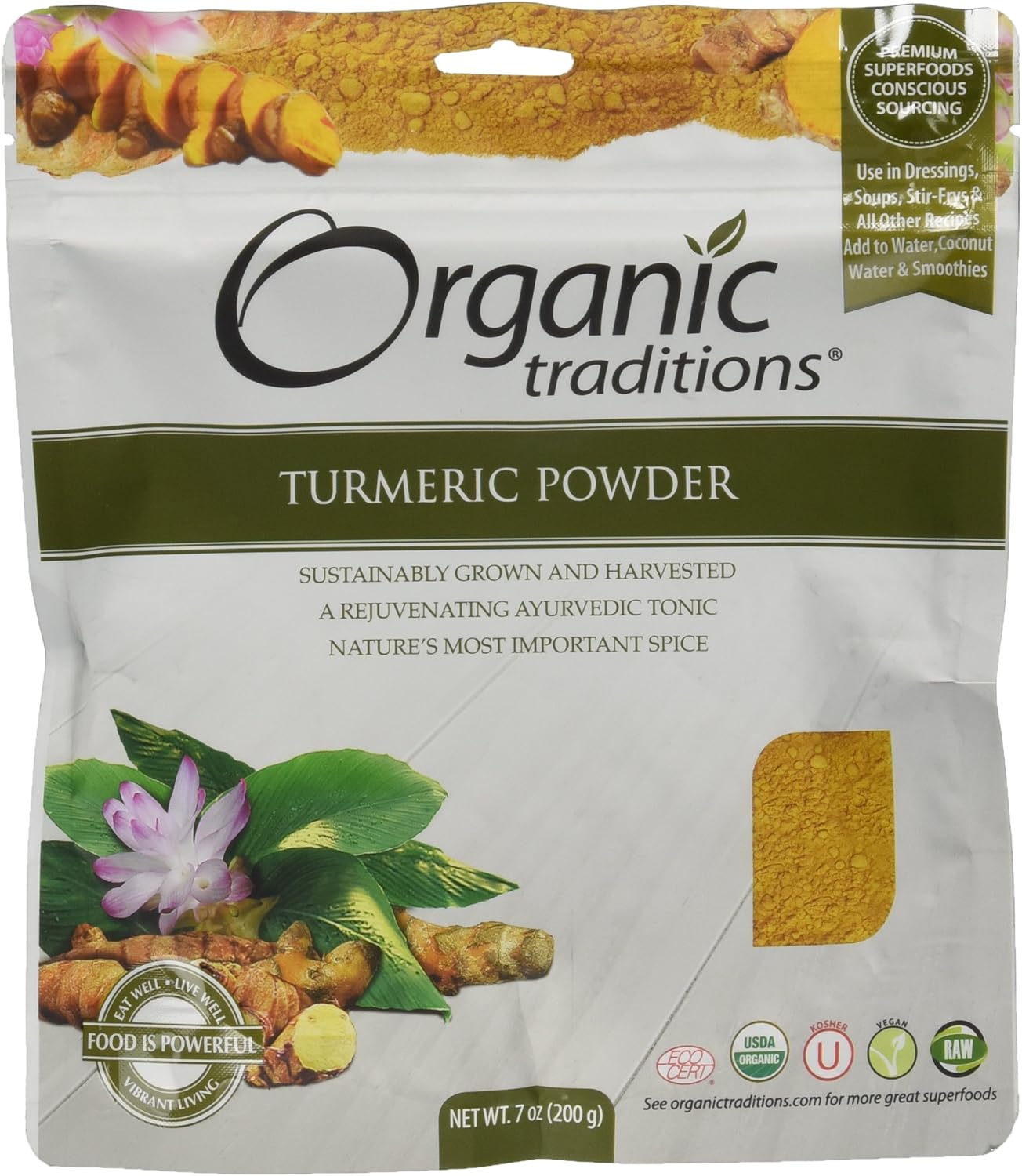 ORGANIC TRADITIONS Organic Turmeric Powder 200g (PACK OF 1) : Amazon.co ...