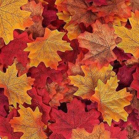 Amazon.com: Bassion 1000 Pcs Fake Fall Leaves Decoration, Thanksgiving ...