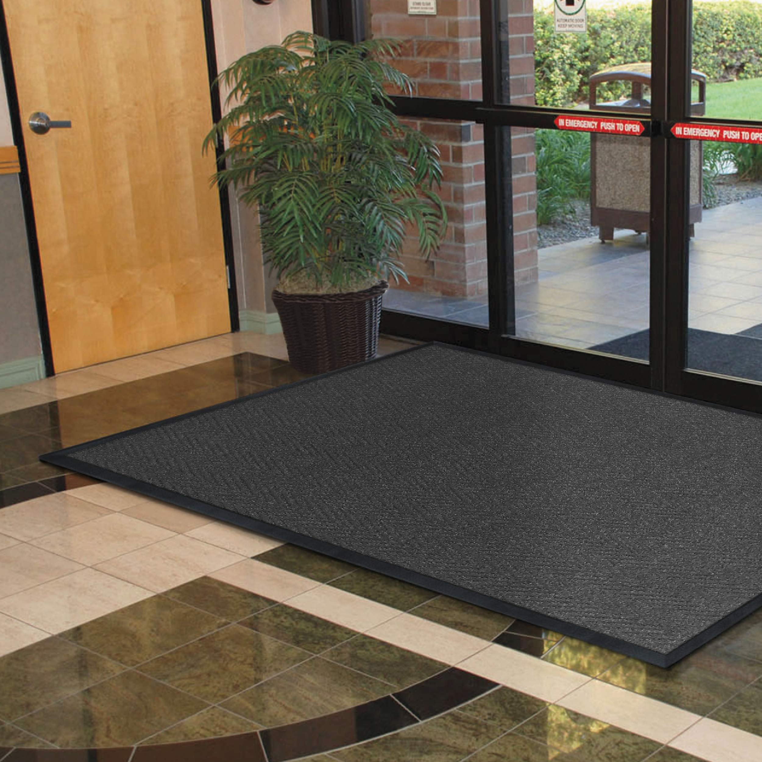 Apache Mills Indoor Chevron Rib Entryway Doormat, Medium Traffic Durability, Charcoal, 4' x 6'