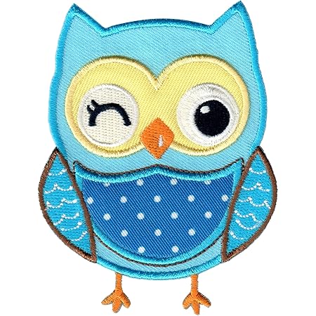PatchMommy Eule Blau Patch Aufnäher Applikation Bügelbild - zum Aufbügeln oder Aufnähen - für ...