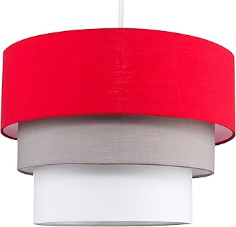 MiniSun | Round Modern 3 Tier Red Fabric Ceiling Pendant Light Shade ...
