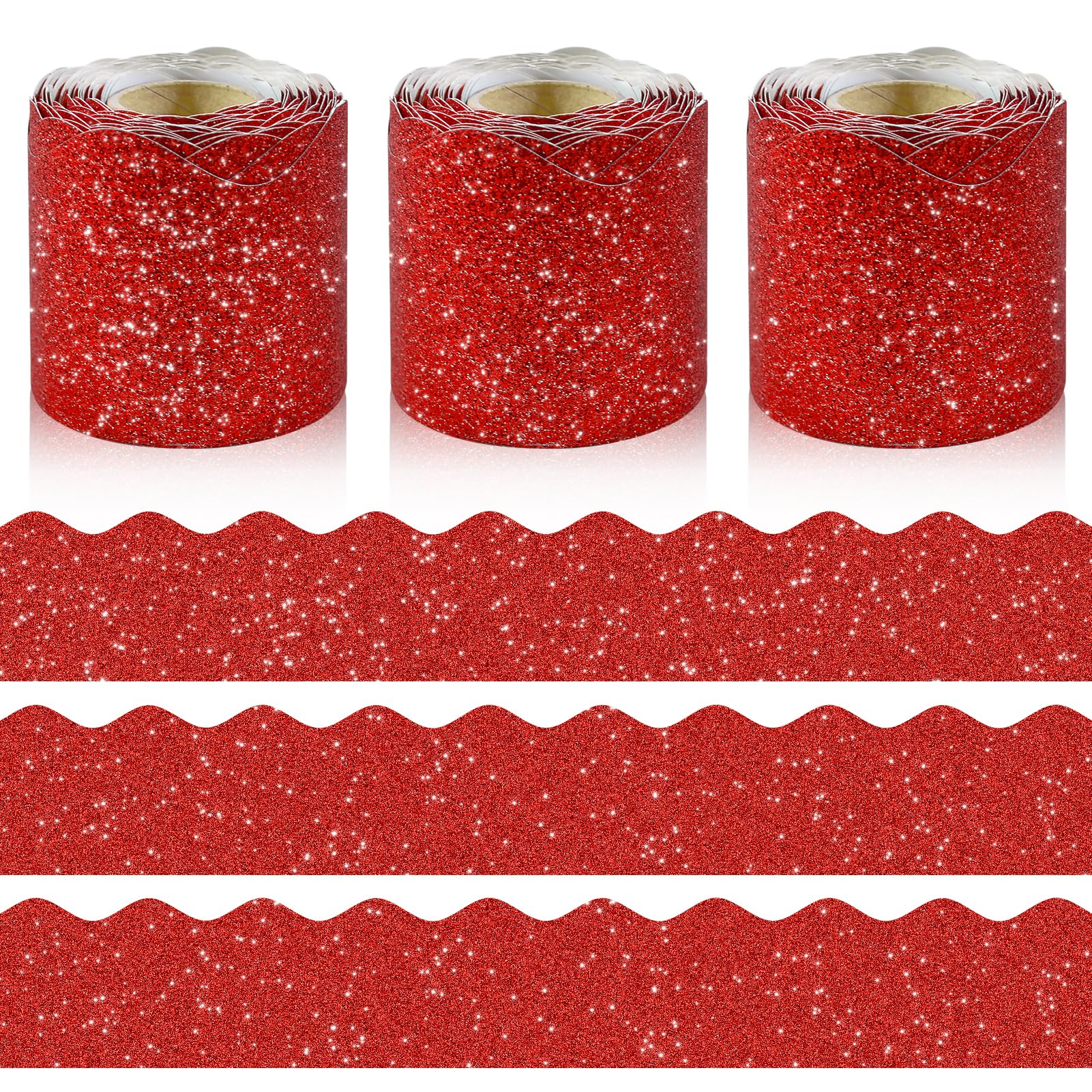 Snapklik.com : Glitter Bulletin Board Borders Set - 3 Rolls 98.4 Ft Red ...