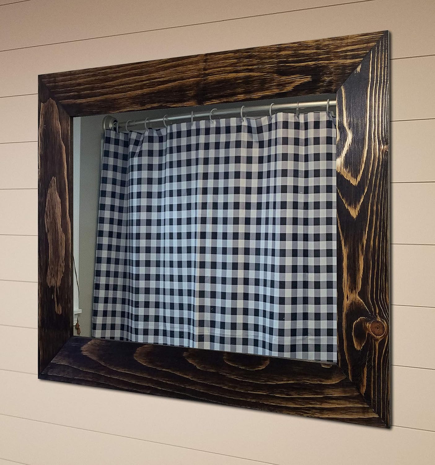 Amazon.com: Shiplap Rustic Wood Framed Mirror, 20 Stain Colors, Dark ...