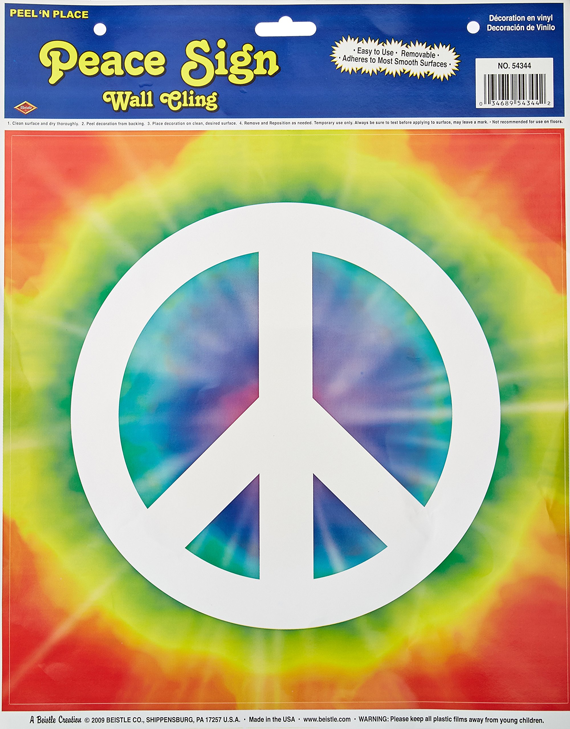Amazon.com: Peace Sign Peel 'N Place Party Accessory (1 count) (1/Sh ...