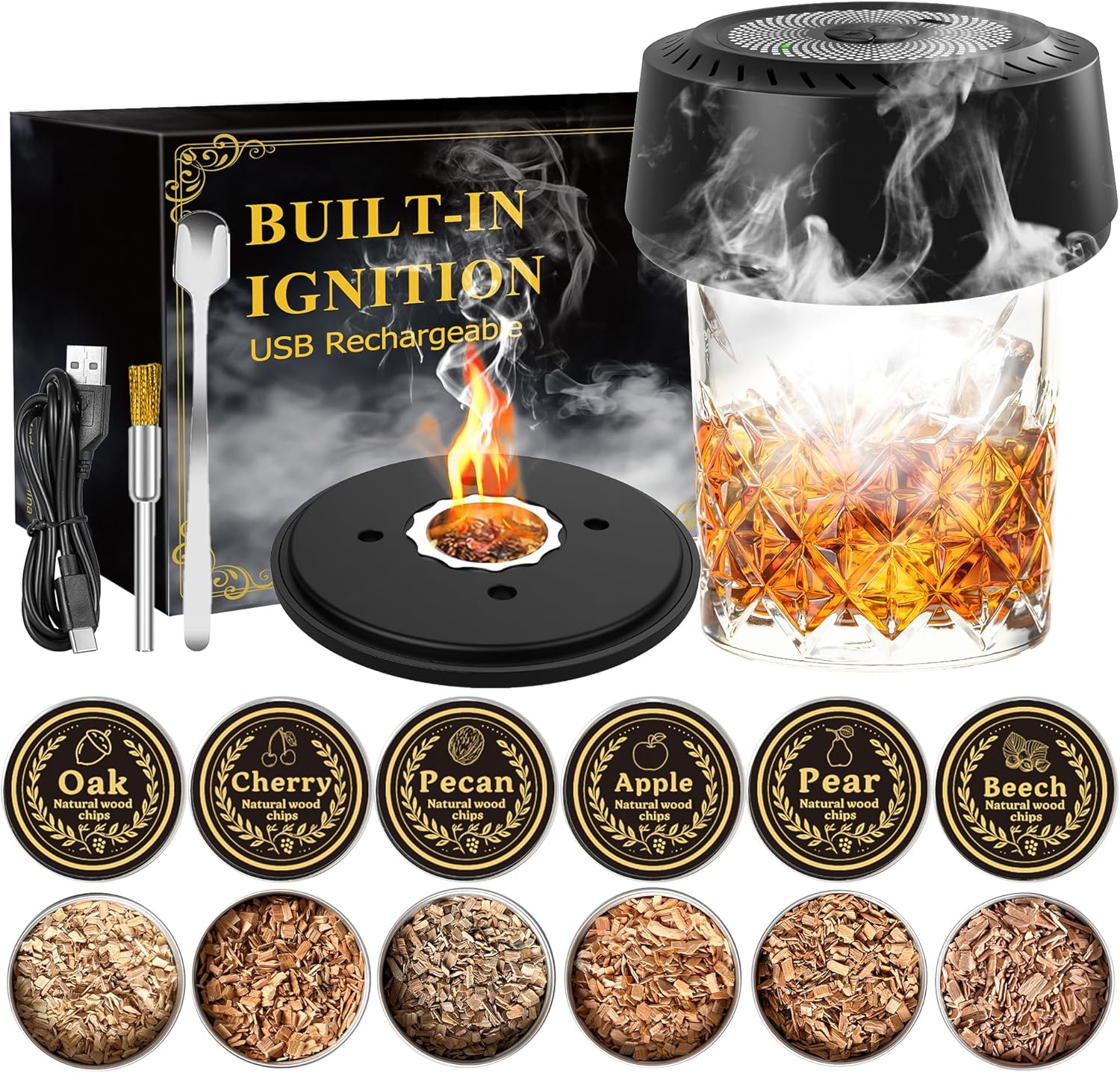 Amazon.com : Whiskey Smoker Kit with Built-in Electric Lighter ...