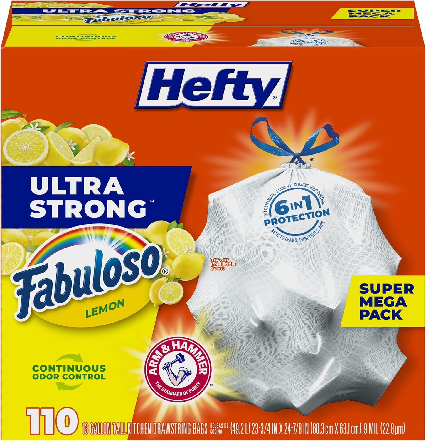 Amazon.com: Hefty Ultra Strong Tall Kitchen Trash Bags, Fabuloso Lemon ...