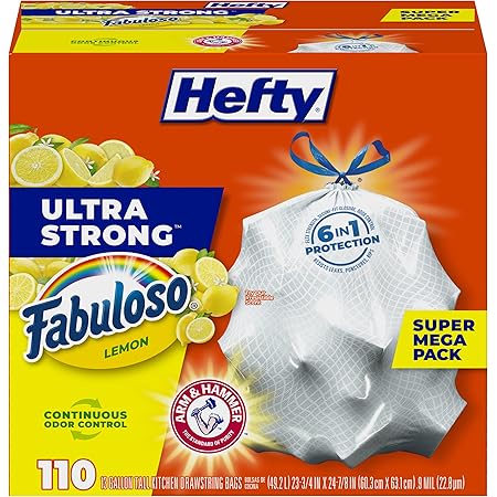 Amazon.com: Hefty Ultra Strong Tall Kitchen Trash Bags, Fabuloso Lemon ...