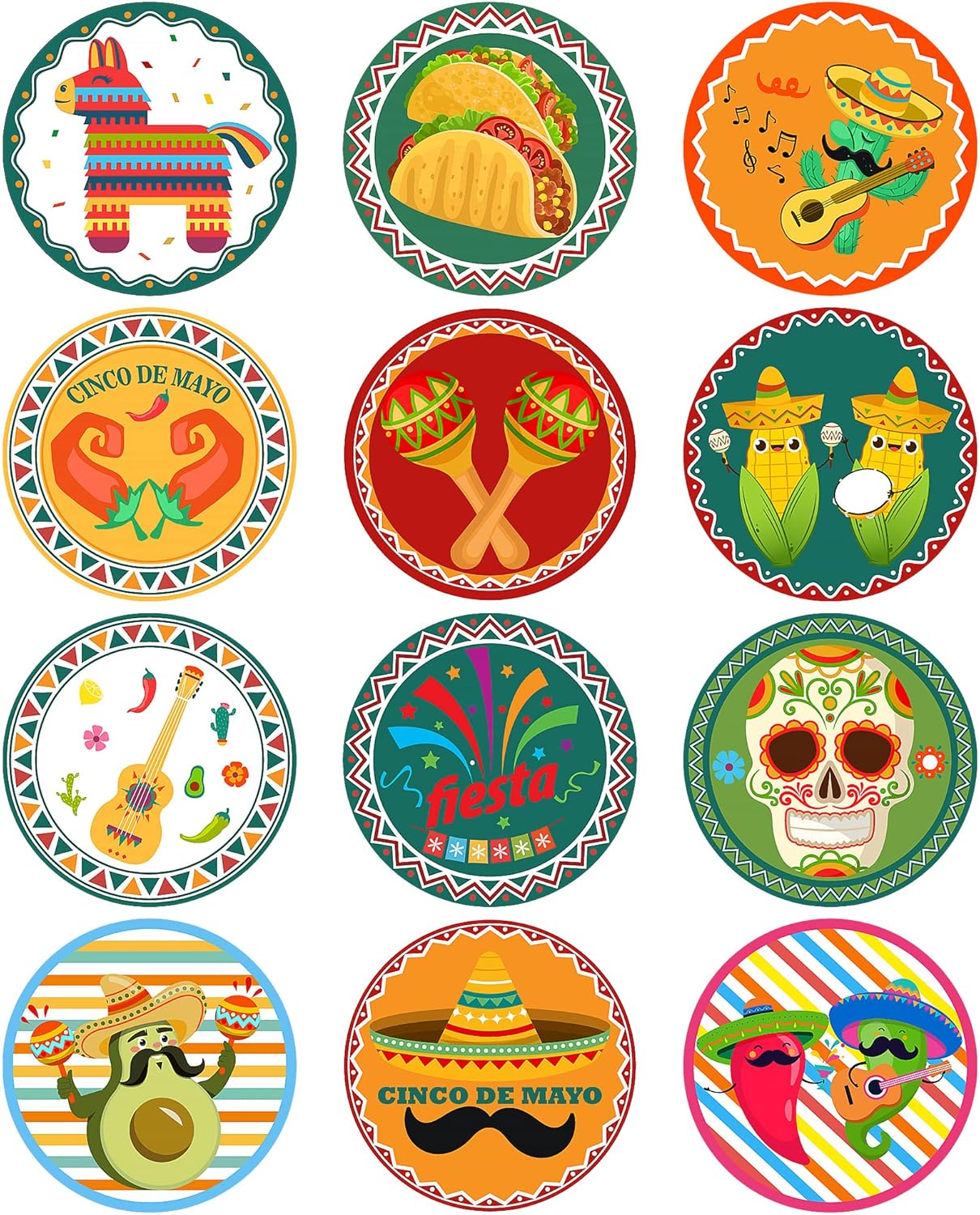 Amazon.com: Lucleag 360PCS Mexican Theme Stickers for Kids, Cinco De ...