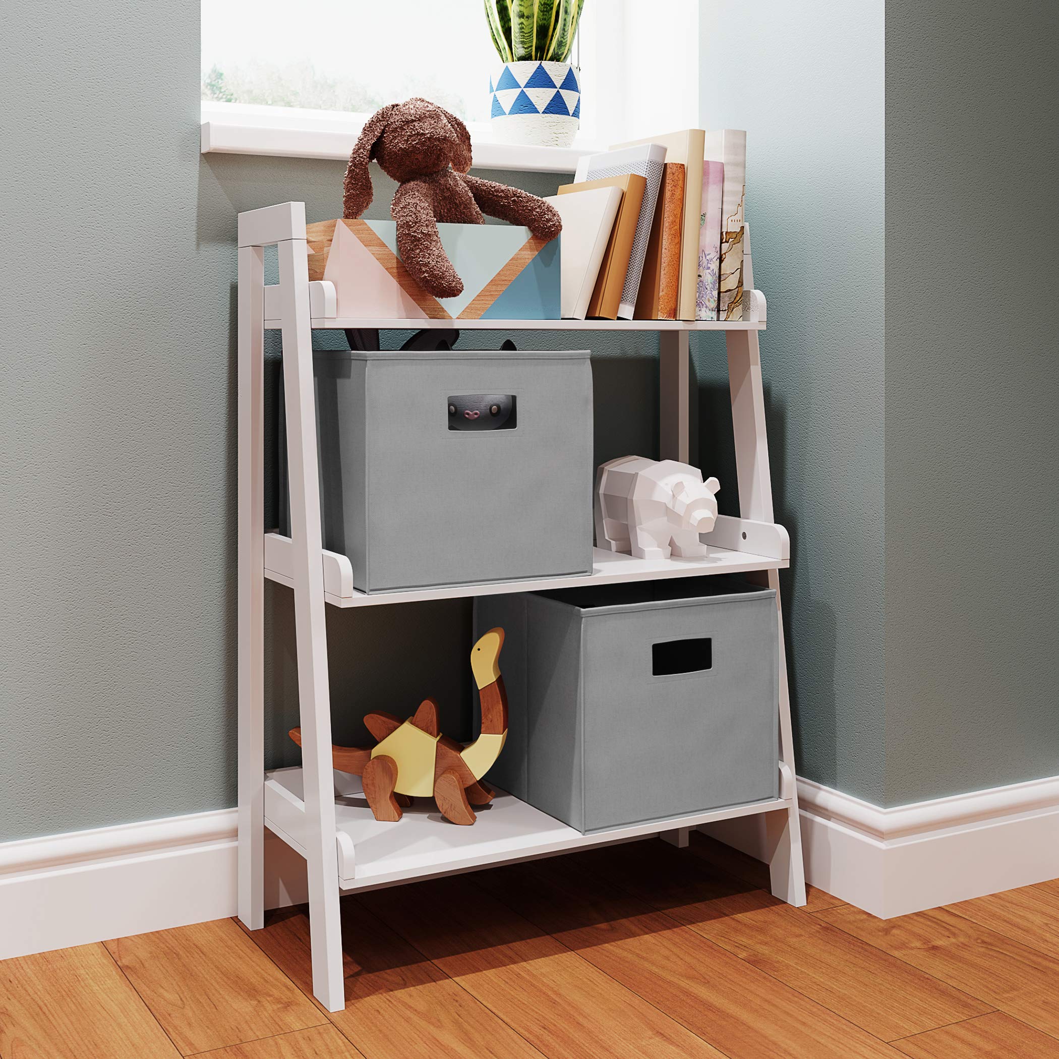 Giantex Ladder Shelf 3-Tier Wall-Leaning Bookshelf Ladder Bookcase ...