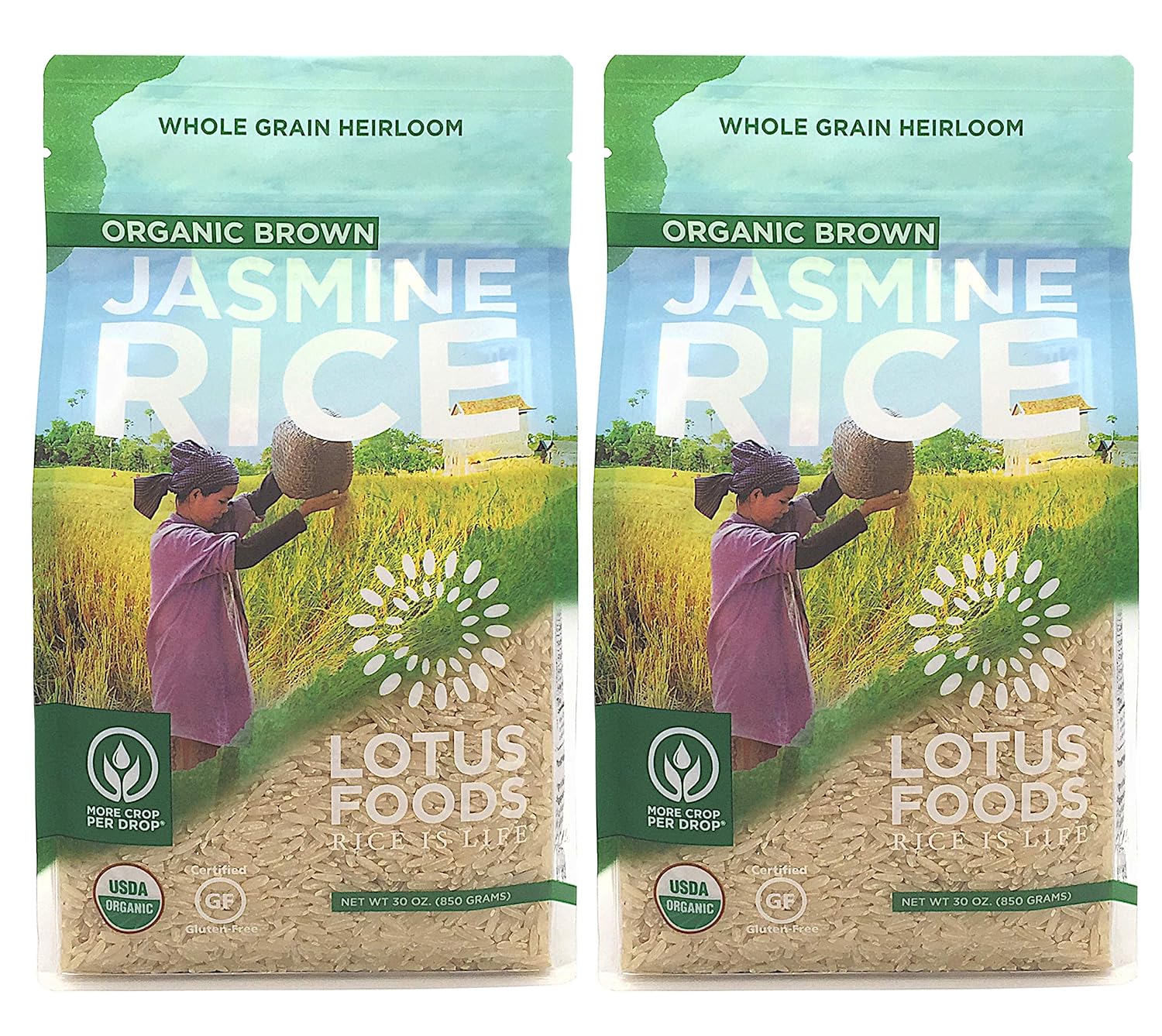 Amazon.com : Lotus Foods Organic Heirloom Brown Jasmine Rice, 30 Ounce ...