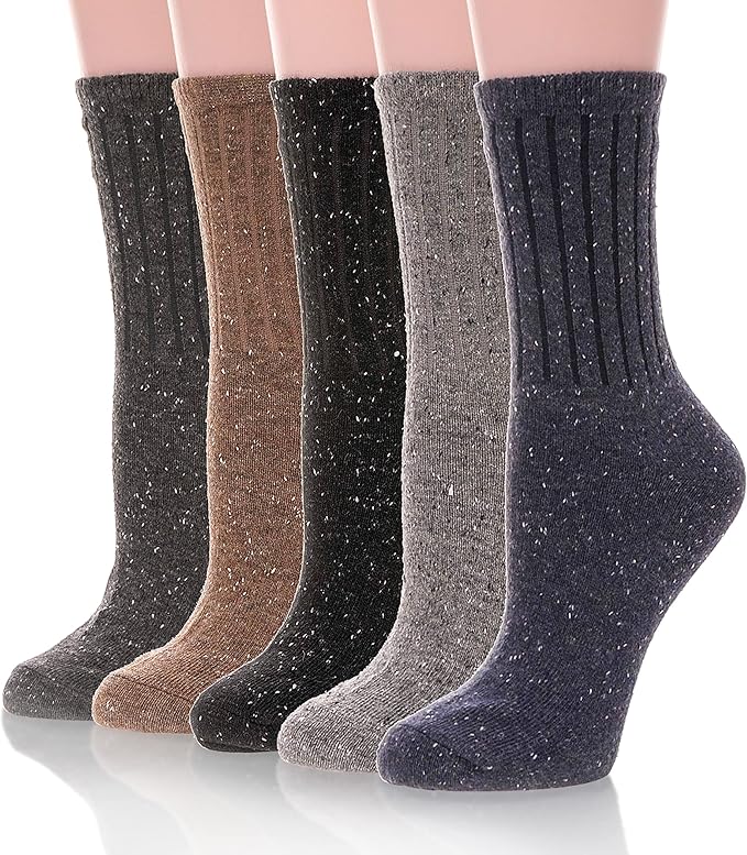 Merino Wool Socks for Women Warm Thermal Thick Winter Hiking Cozy Crew ...