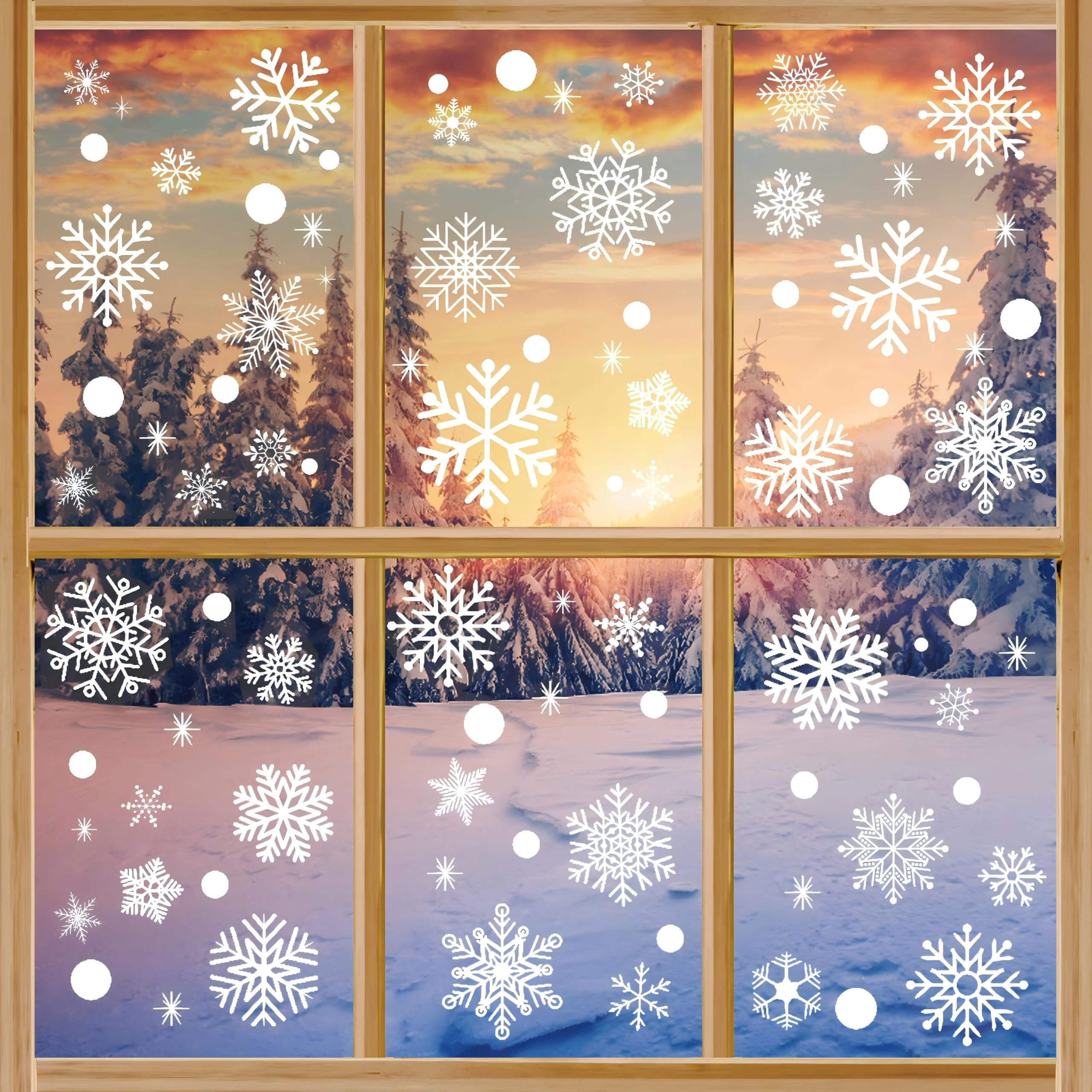 AhfuLife Christmas Snowflake Window Stickers, 152 Pcs Reusable ...