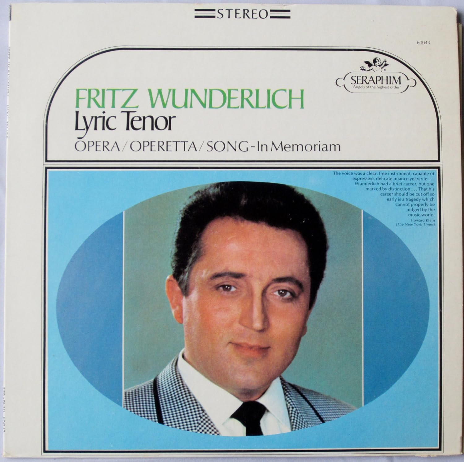 Fritz Wunderlich - Lyric Tenor: Opera / Operetta / Song - In Memoriam ...