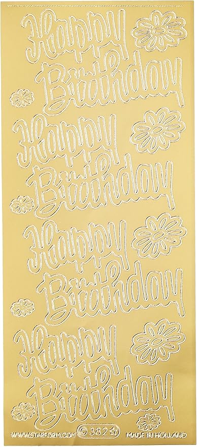 Amazon.com: Starform Stickers, Large, Happy Birthday, Gold : Arts ...