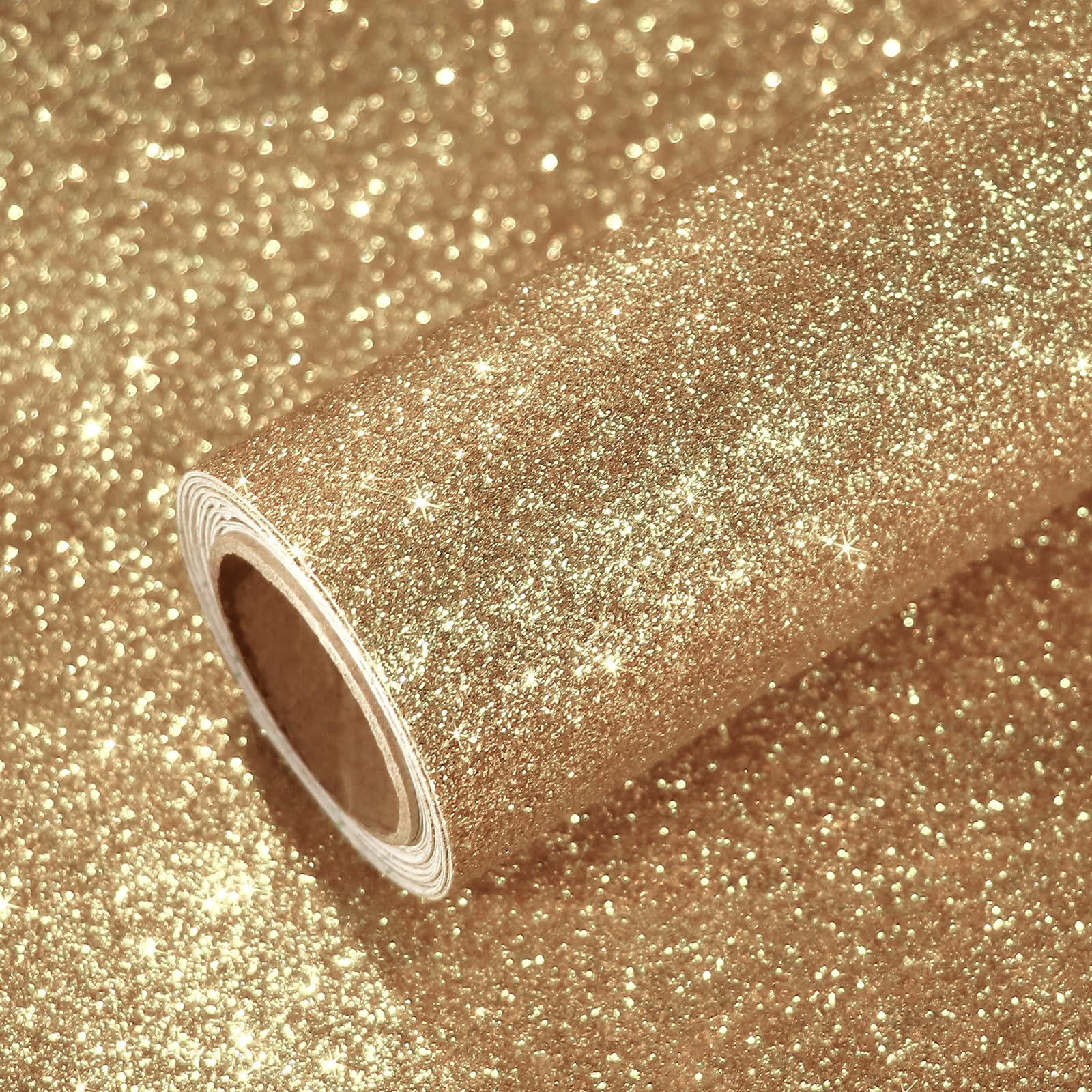 VEELIKE Glitter Wallpaper Stick And Peel Champagne Gold Wallpaper ...