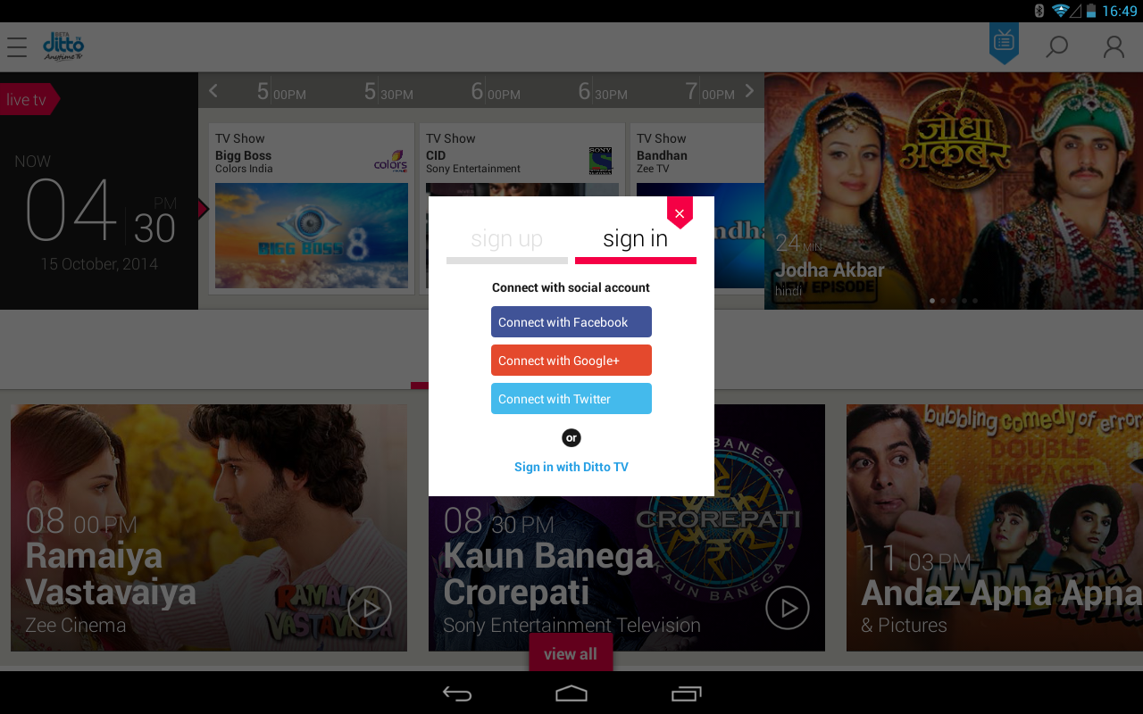 Ditto TV:LiveTV,TVShows,Movies - App on Amazon Appstore