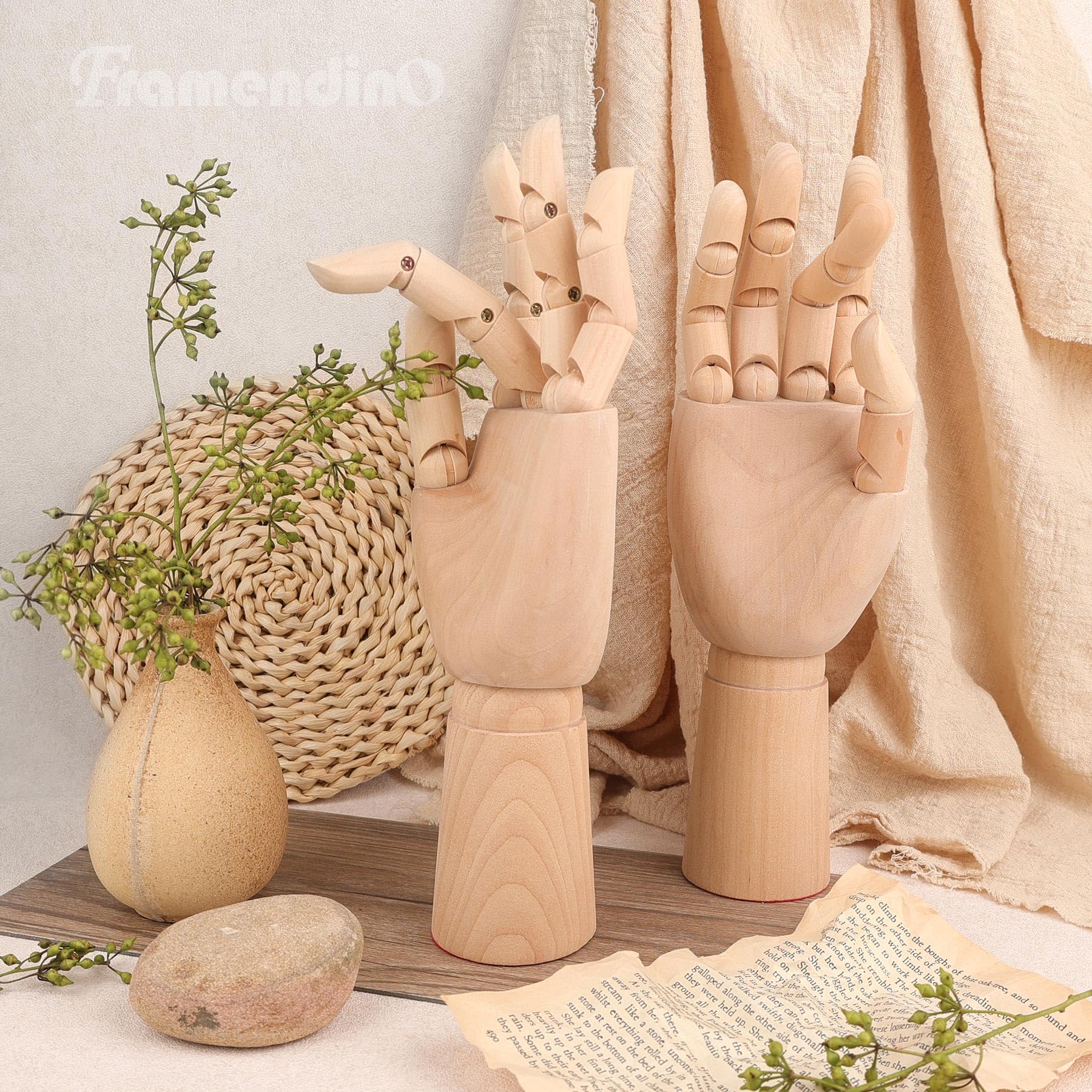 Snapklik.com : 2 Pack 12" Flexible Wooden Hand Model Wood Art Mannequin ...