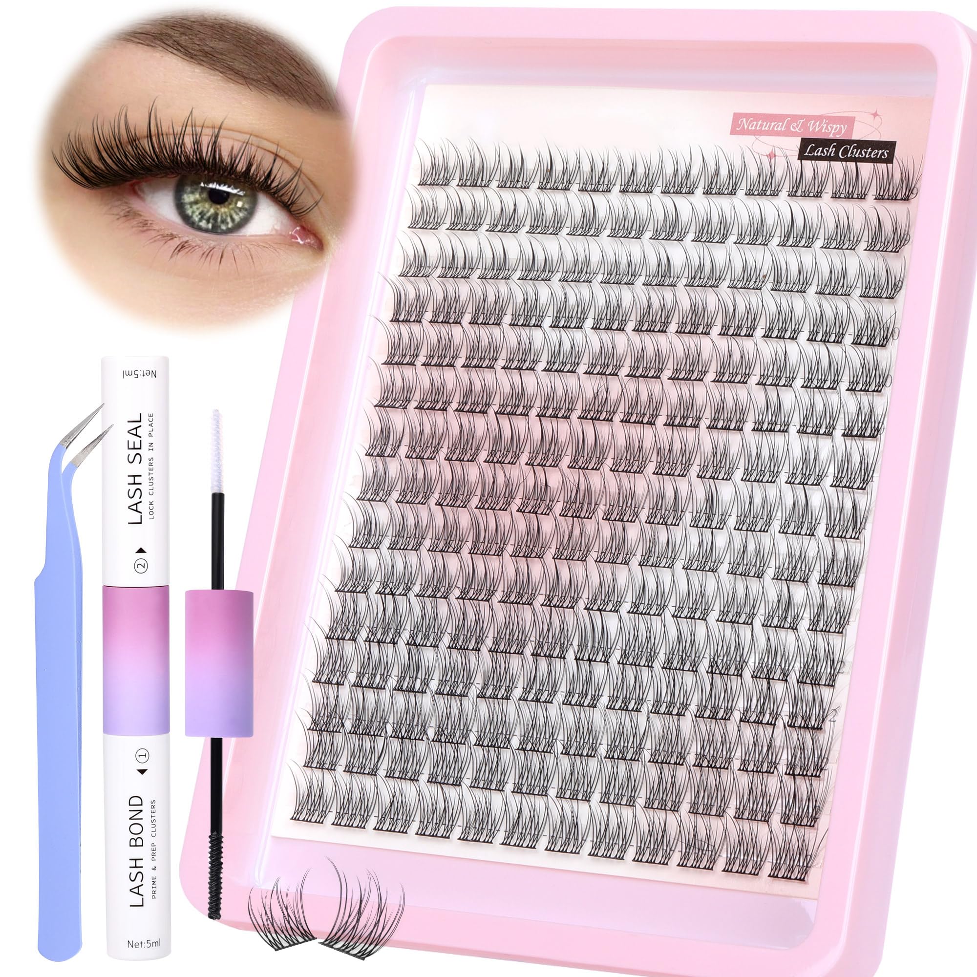 Wispy Lash Extension Kit 180Pcs Natural Cluster Lashes DIY Eyelash ...