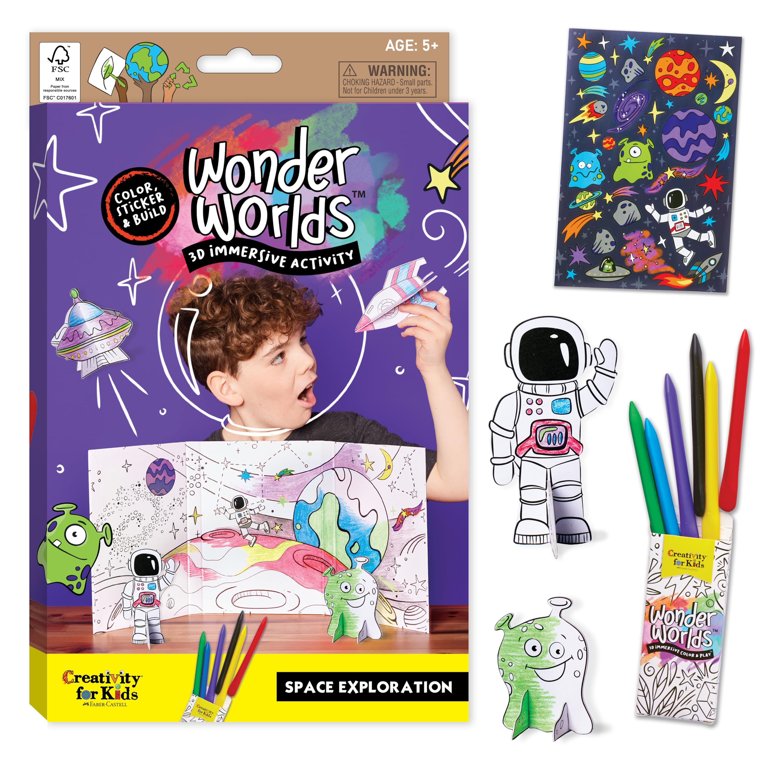 Amazon.com: Creativity for Kids Wonder Worlds 3D Coloring Craft Kit ...