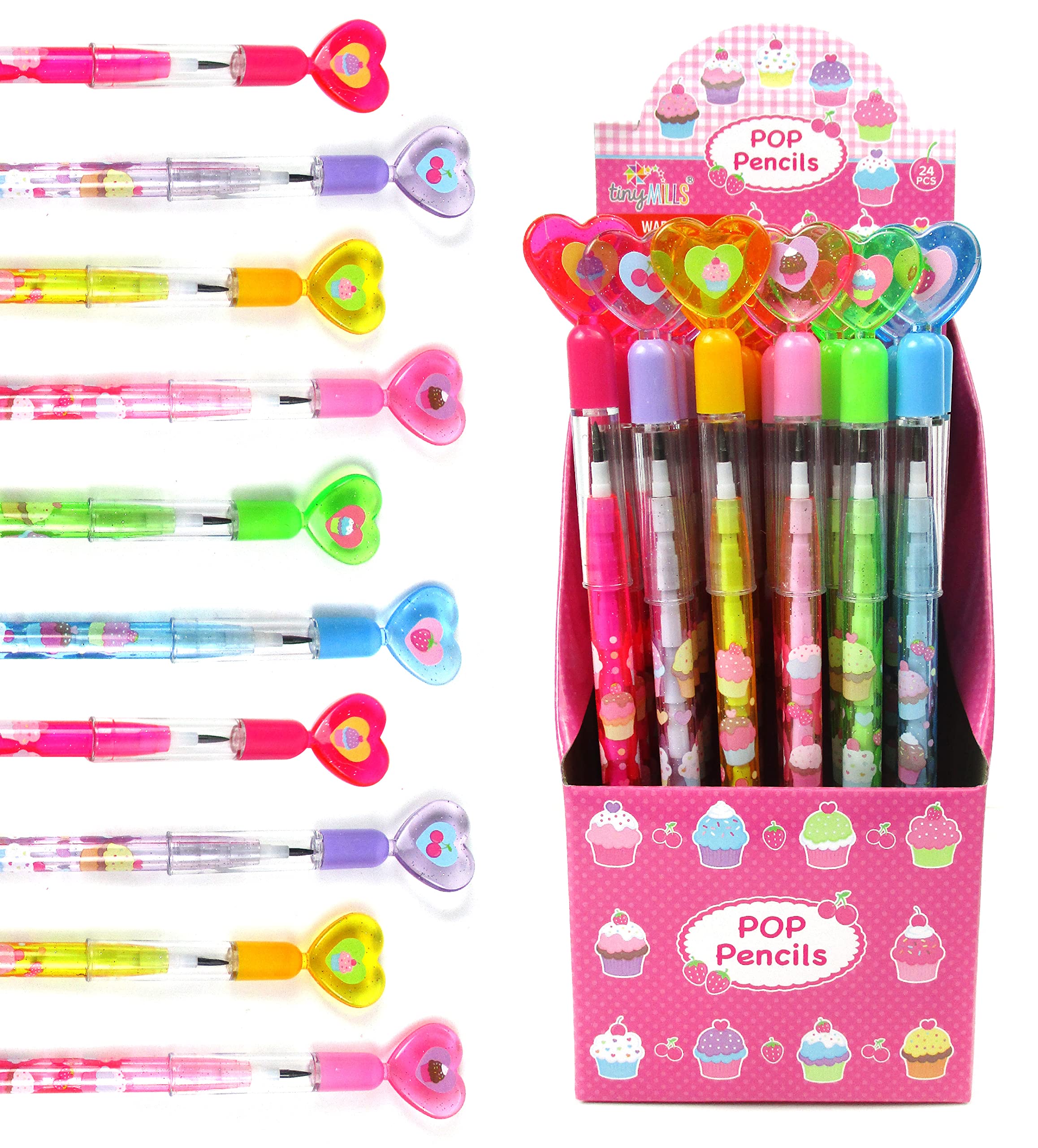 Amazon.com: TINYMILLS 24 Pcs Cupcakes Happy Birthday Pencils Multi ...