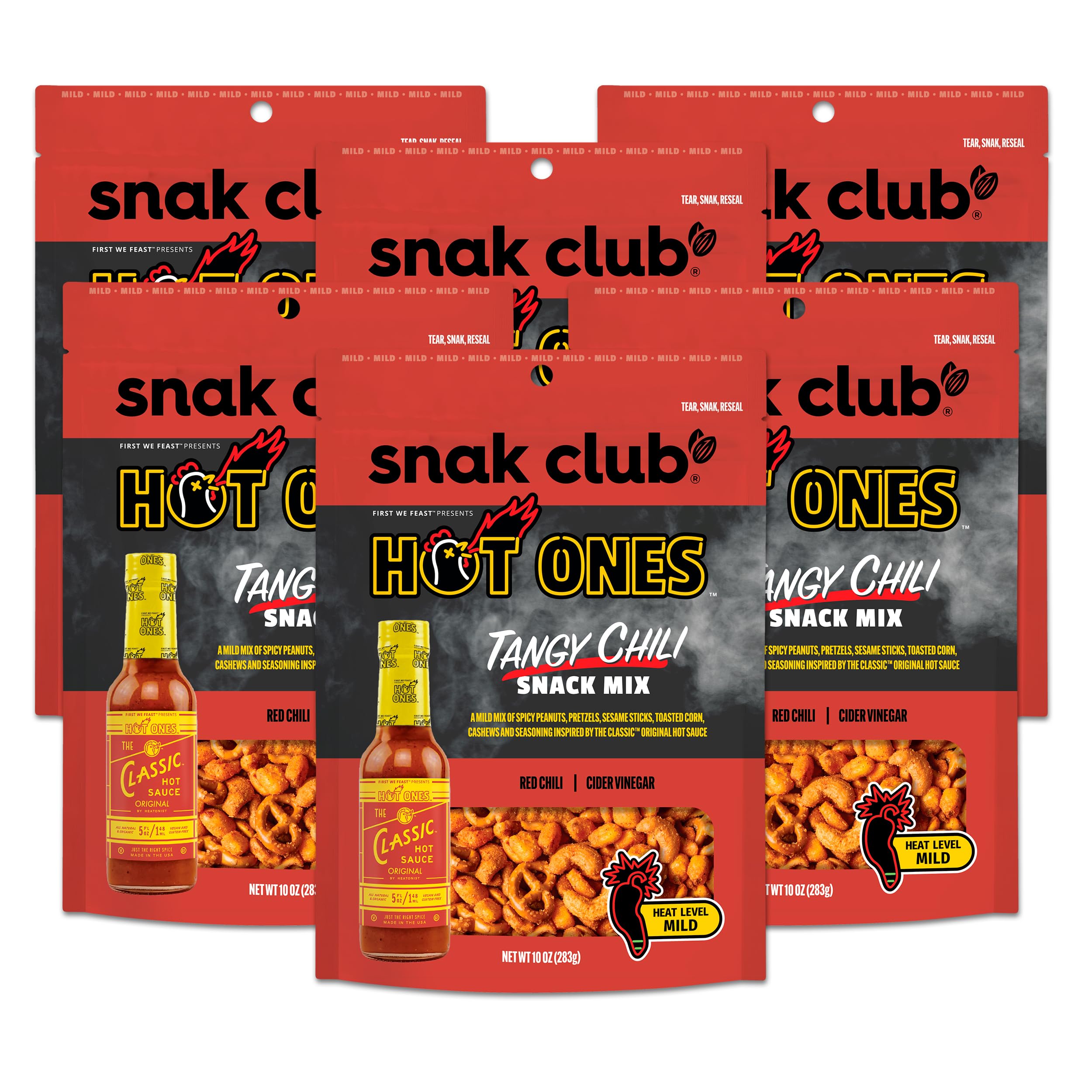 Amazon.com: Snak Club x Hot Ones Tangy Chili Snack Mix, Mild Spicy ...