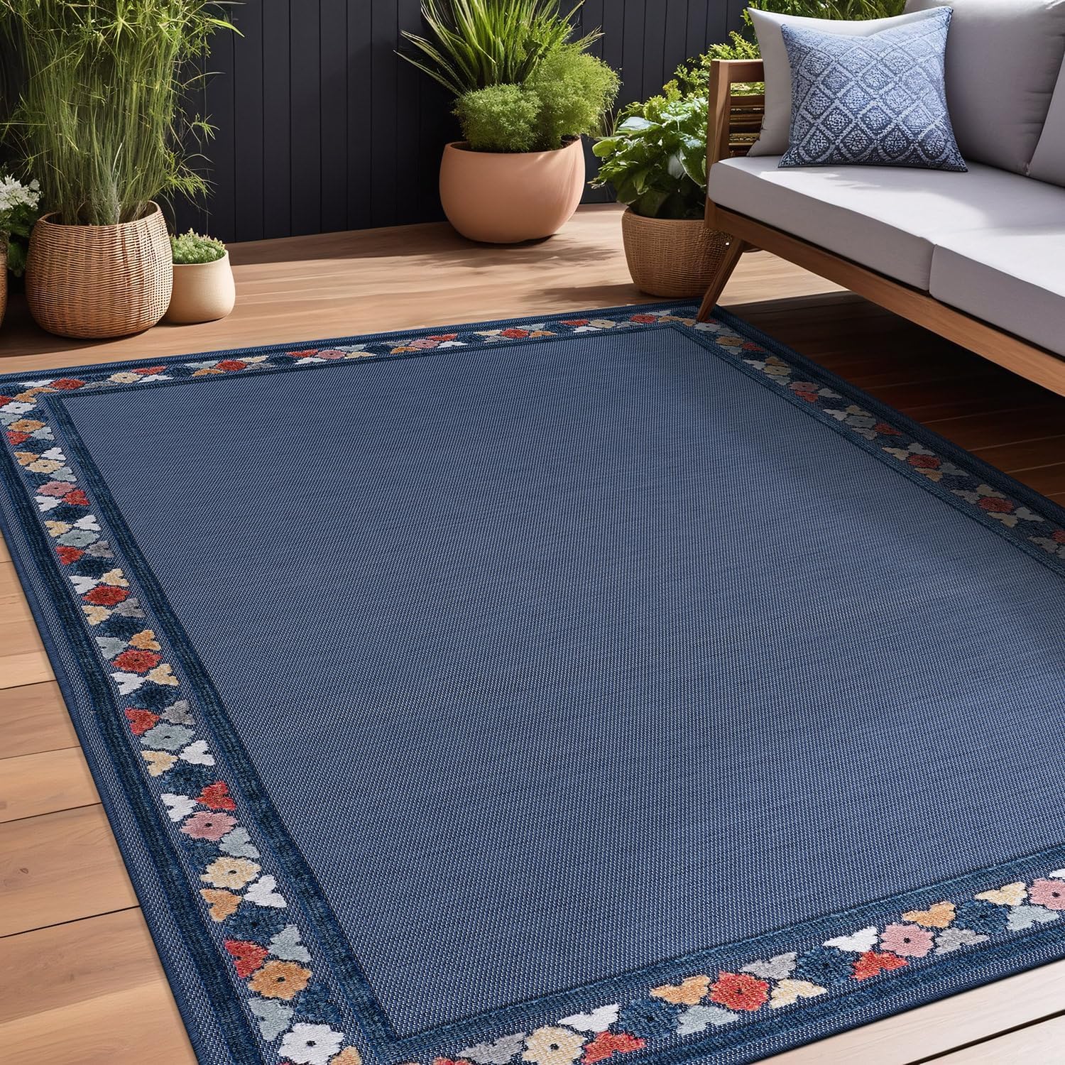 Amazon.com: Beverly Rug Outdoor Rug 5x7 Modern Bordered Area Rugs for ...