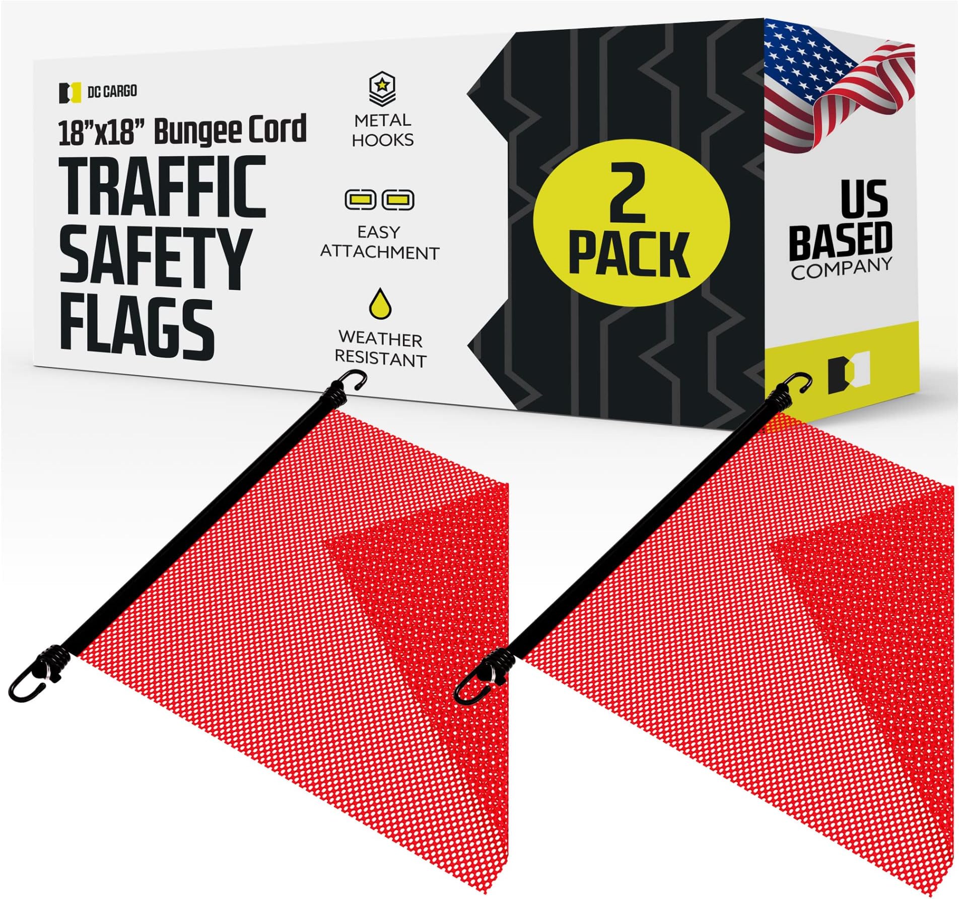 Amazon.com : Boao 4 Pieces 18 x 18 Inch Hook Safety Warning Flag Mesh ...