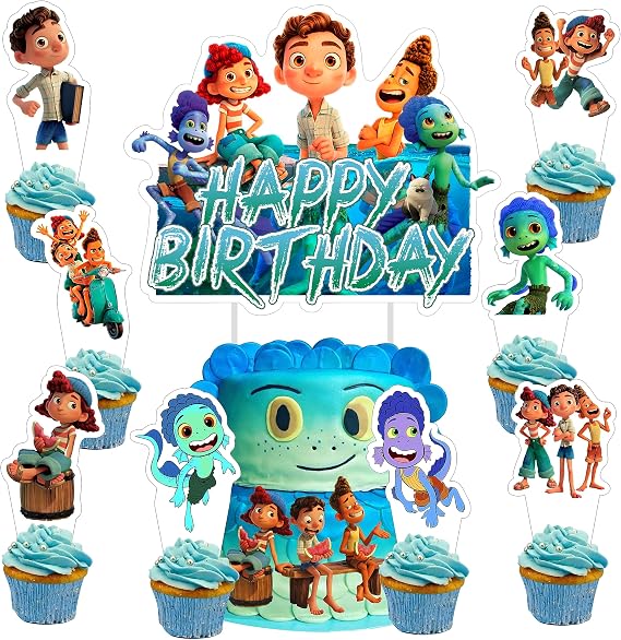 Amazon.com: 24Pcs Luca Cupcake Toppers and Cake Topper for Luca ...