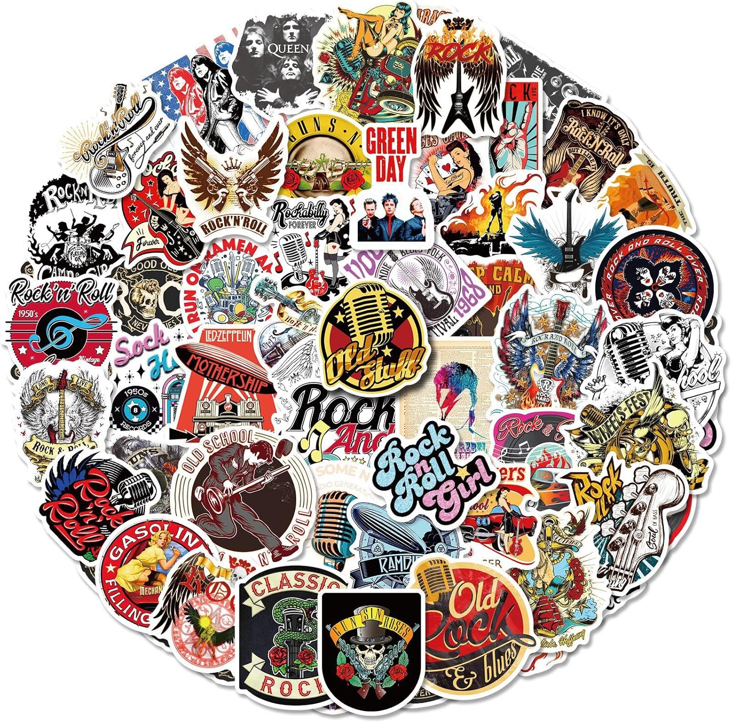 Amazon.com: 50 PCS Classic Rock Band Stickers,80-90s Punk Stickers ...