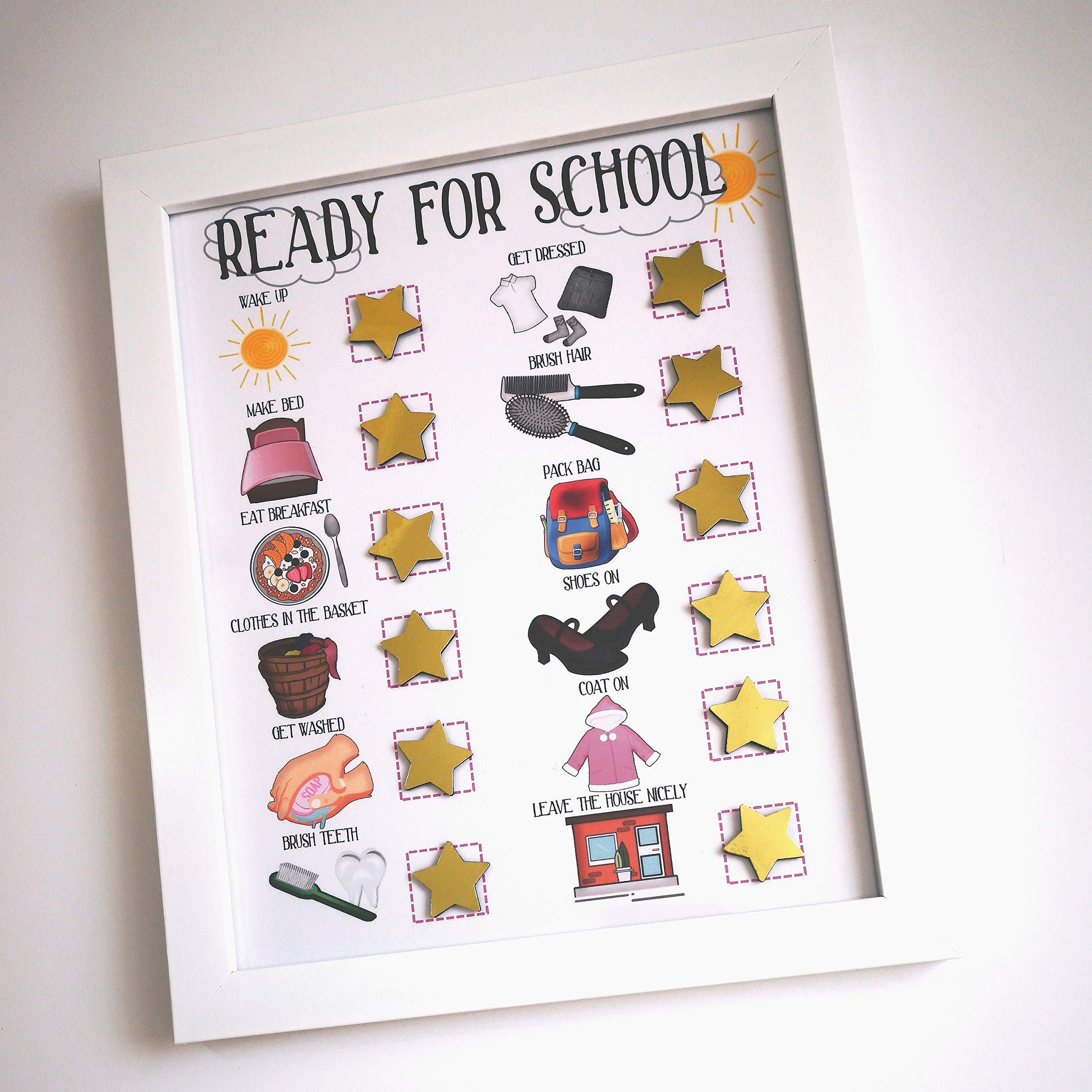 Buy School Routine Checklist, magnetic, star chart, Morning Routine ...