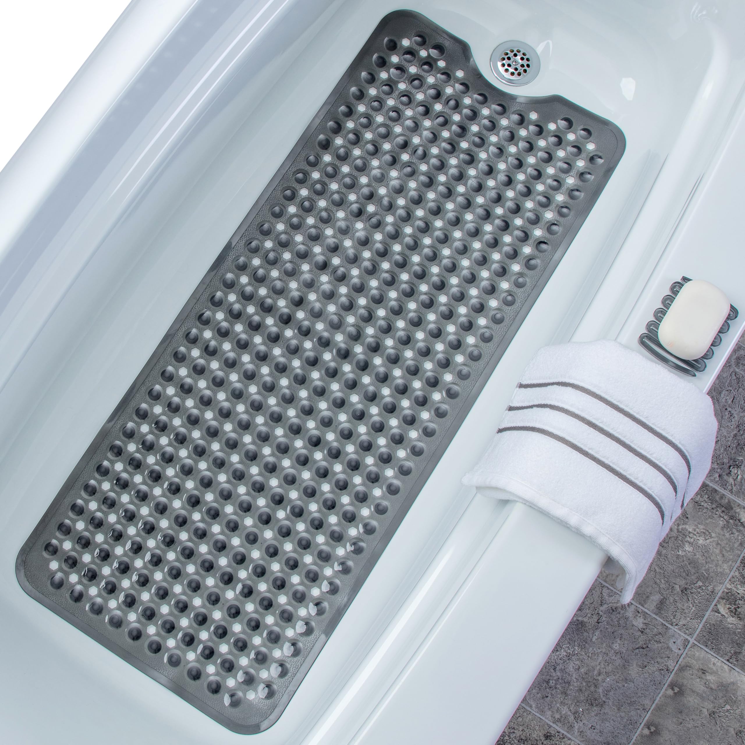 Amazon.com: SlipX Solutions Power Grip Extra Long Bath Tub & Shower Mat ...